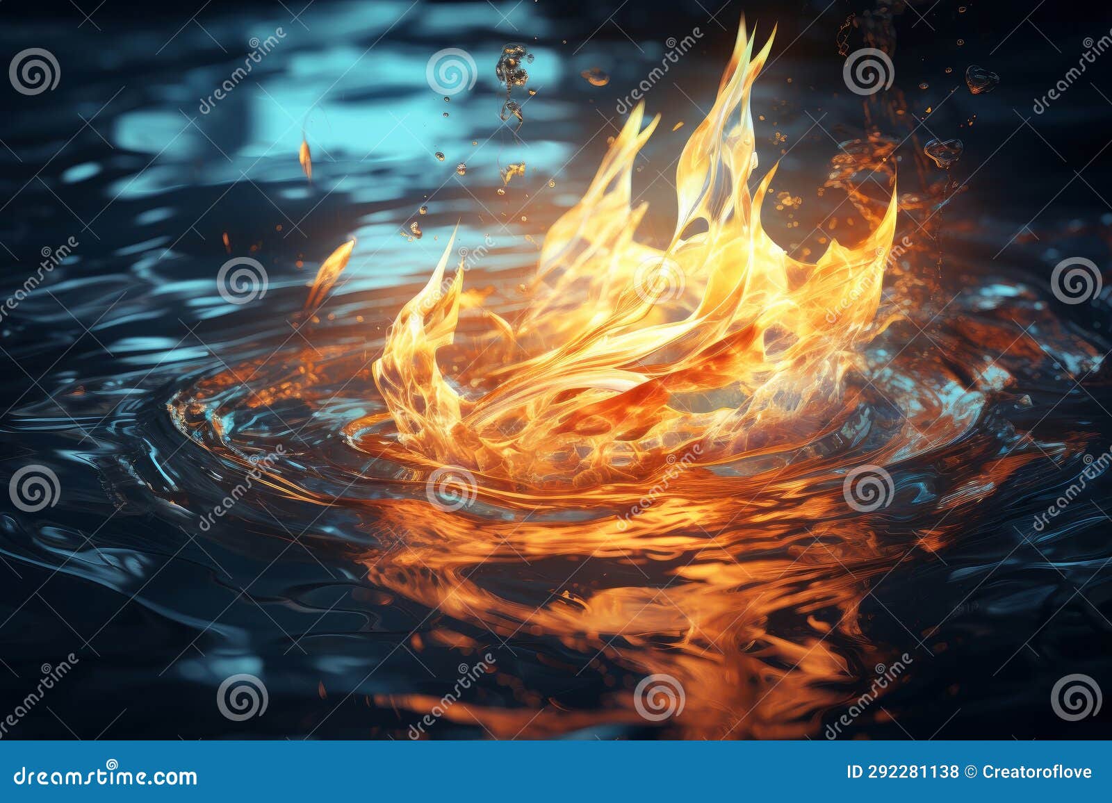Animated Image of the Flame in Water Stock Illustration - Illustration ...