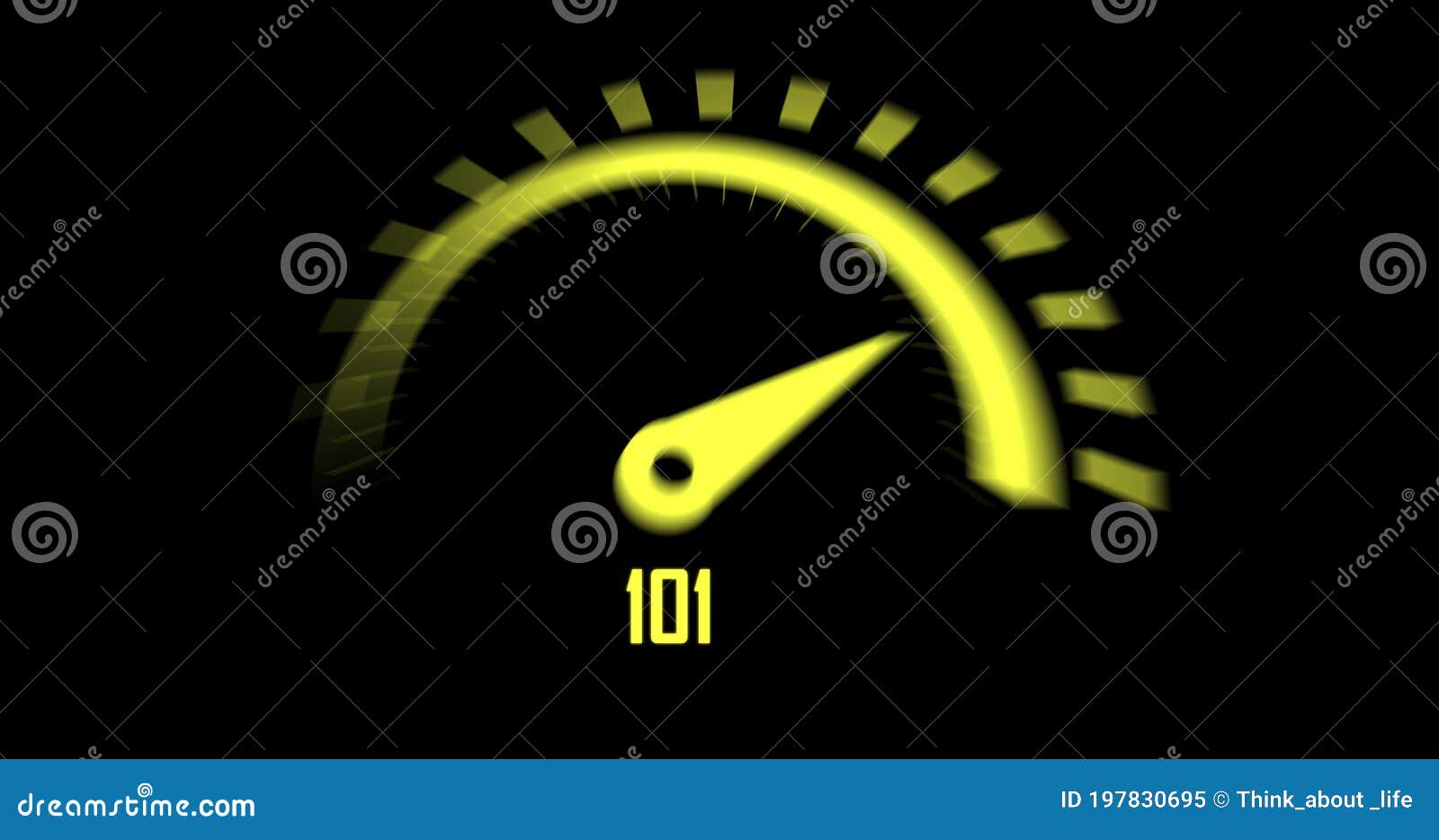 Animated Indicator of Speed Meter. 2d Speed Meter with Counting Number ...