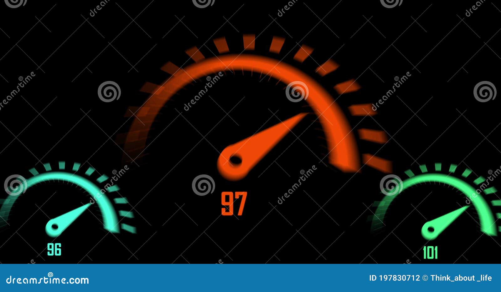 Animated Indicator of Speed Meter. 2d Speed Meter with Counting Number ...
