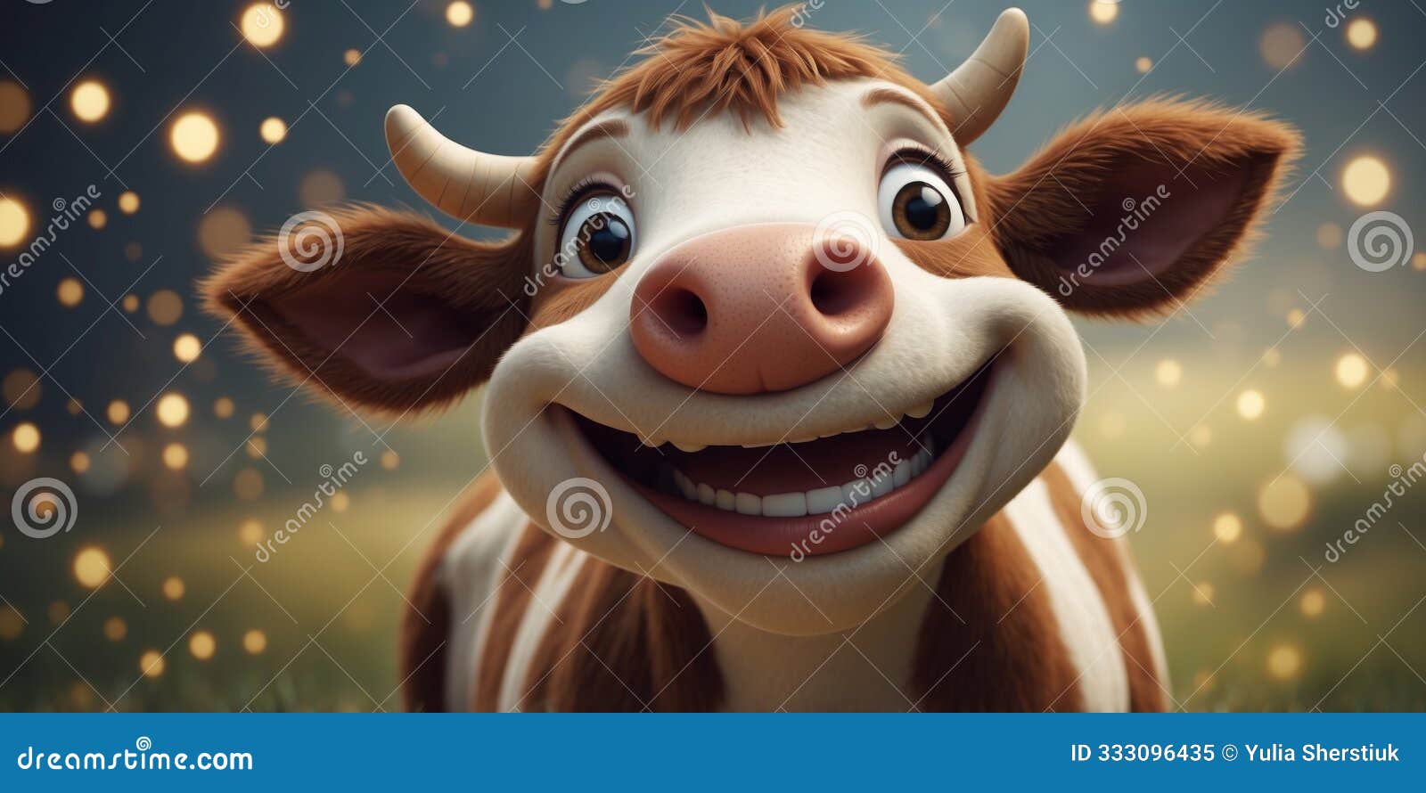 Animated Joyful Cow Character with a Big Smile. Stock Image - Image of ...