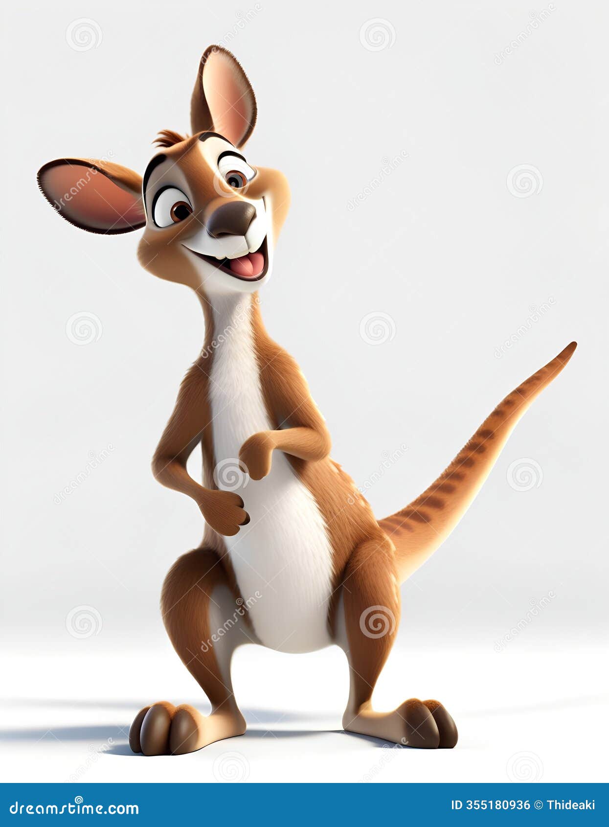 Cheerful Cartoon Kangaroo Character - Generative AI Stock Illustration ...