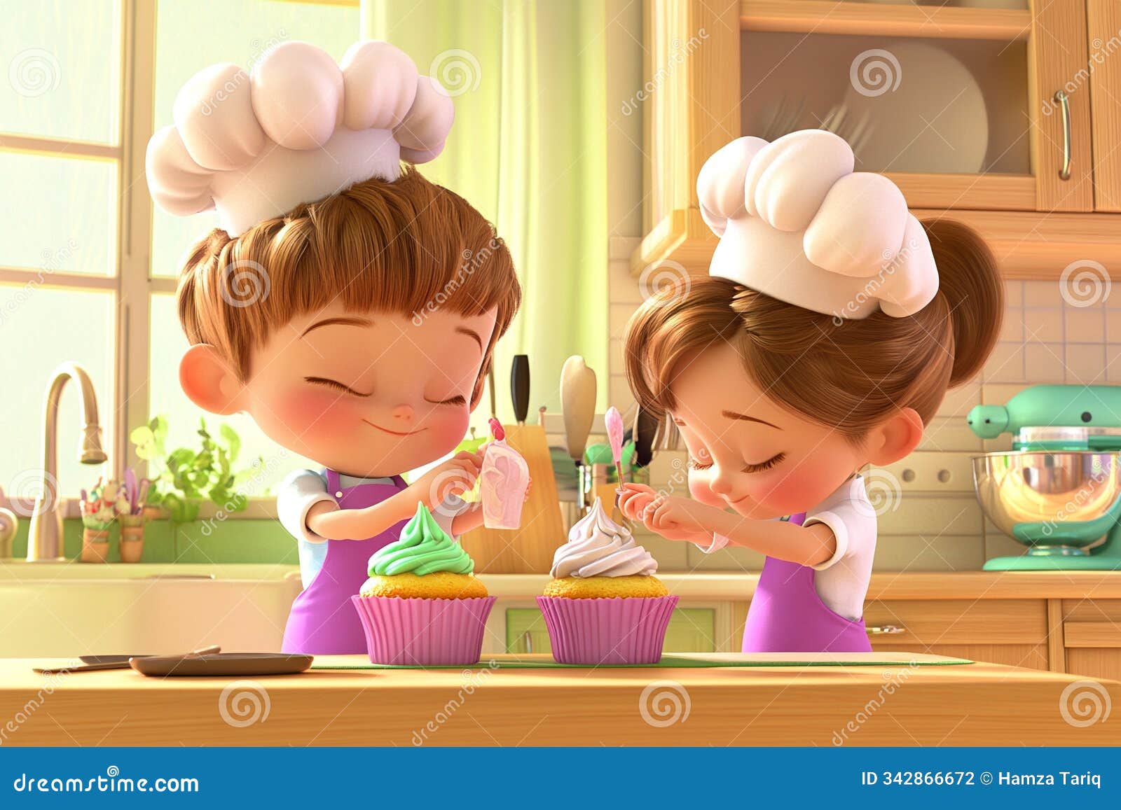 Animated Chefs Engage With Recipes And Ingredients, Symbolizing ...