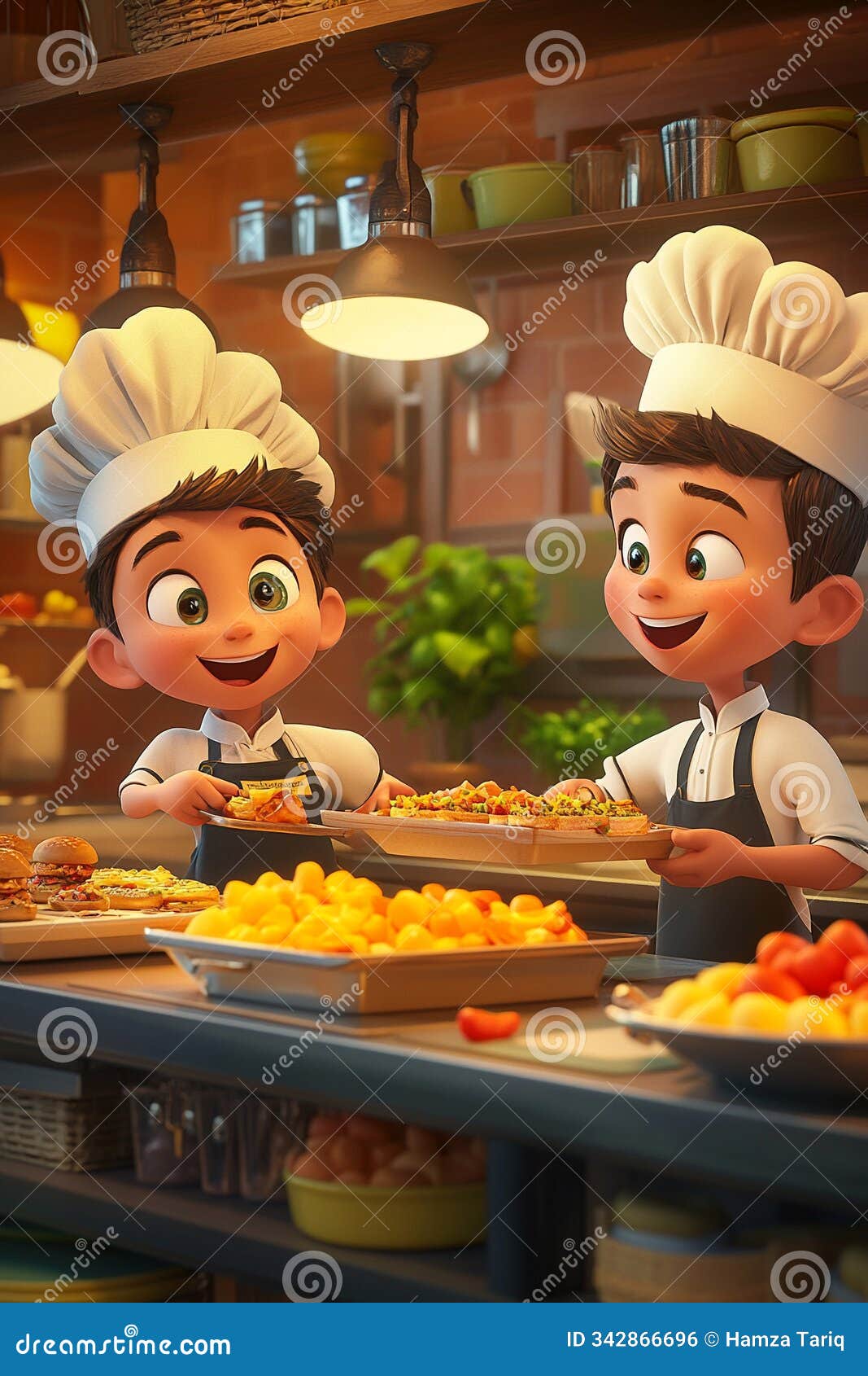 Animated Chefs Engage With Recipes And Ingredients, Symbolizing ...