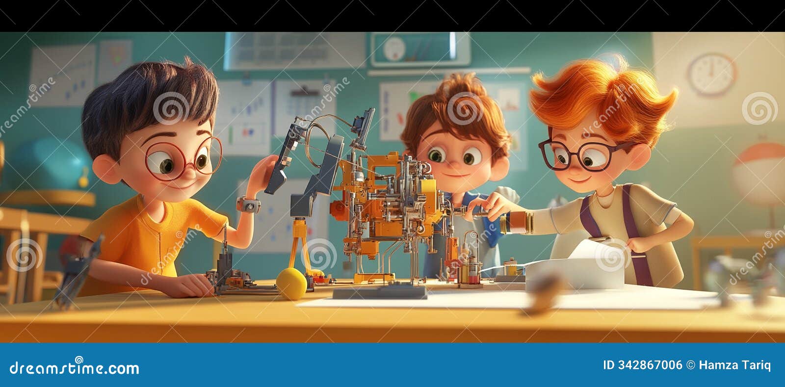 Kid Inventors Day. Cute Boy And Girl With Light Bulb And Wrench And ...