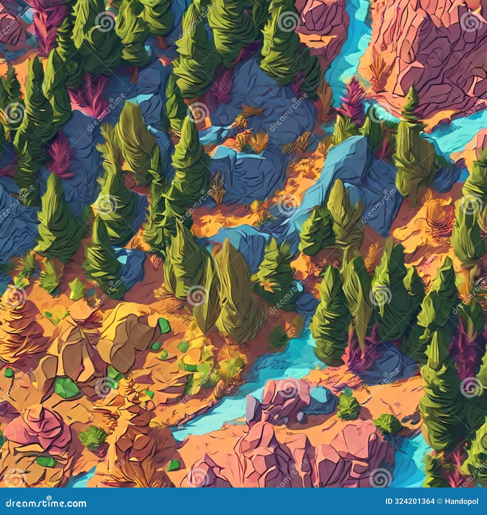 Animated Landscape Top View Created By Artificial Intelligence Royalty ...