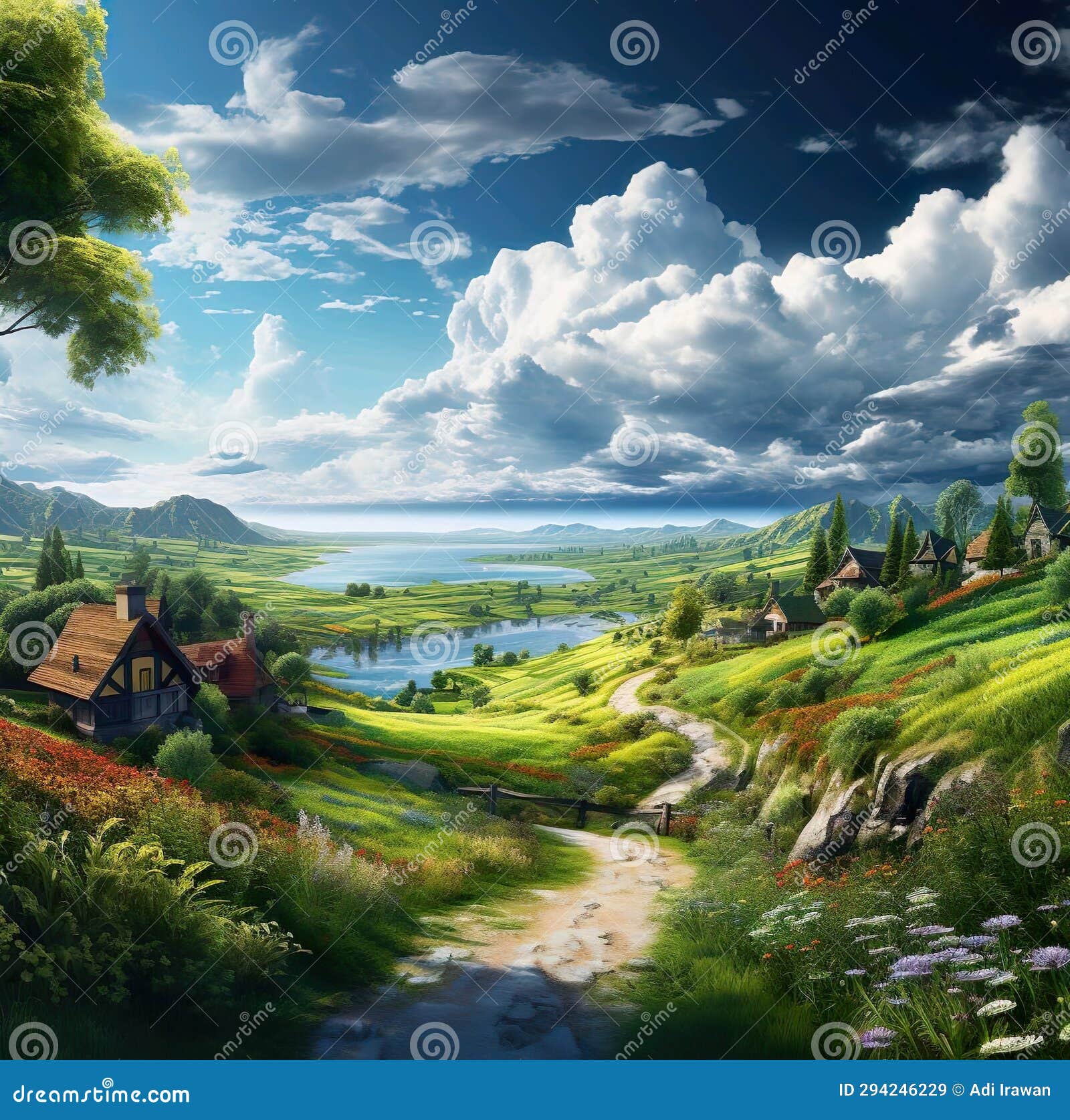 Animated of Landscape View at Daylight Stock Illustration ...