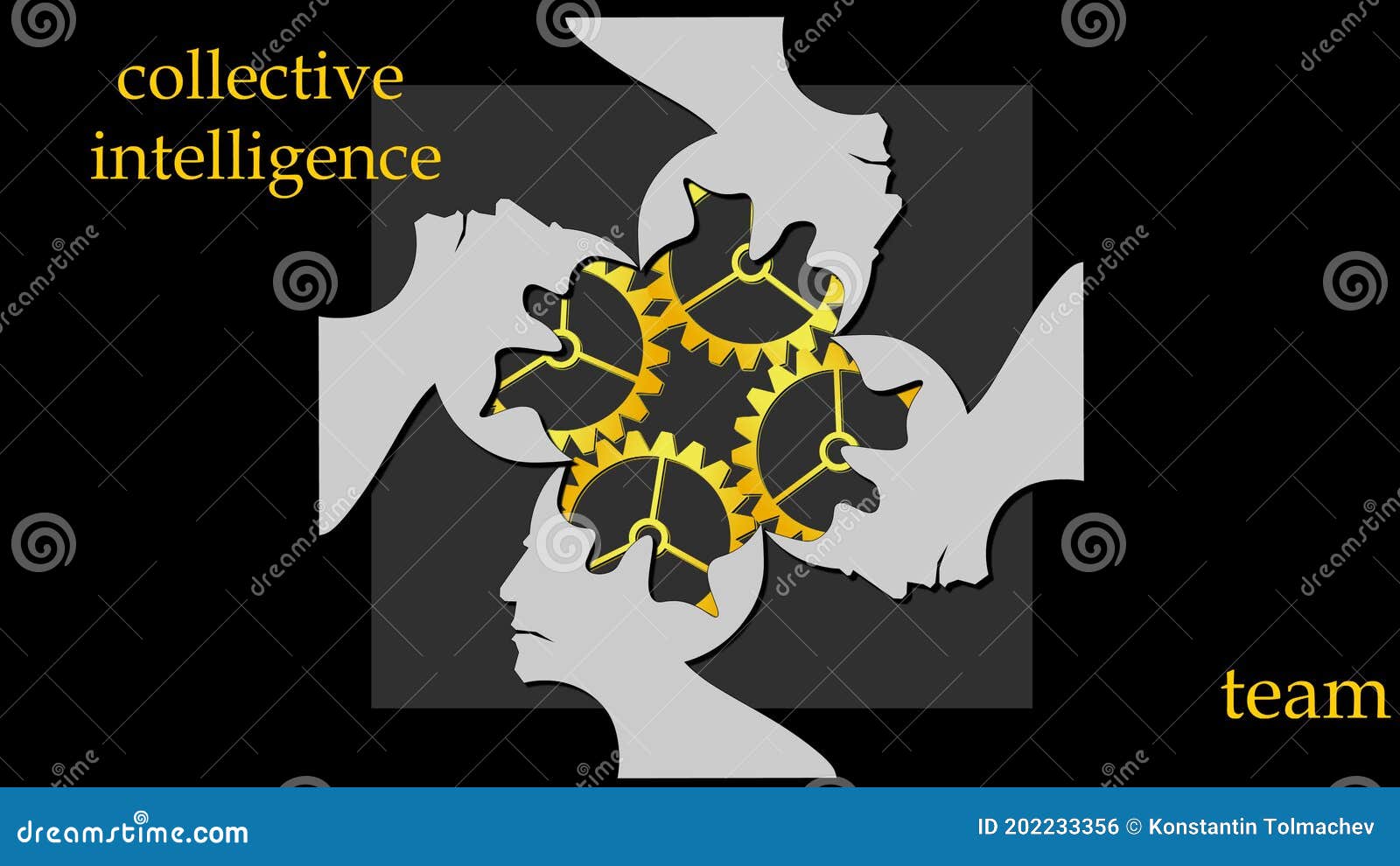 Animated Logo of Collective Intelligence and Teamwork on Dark ...