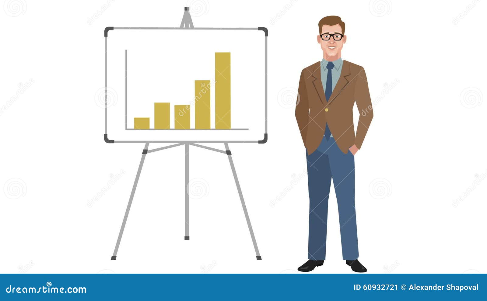 Animated Manager with Increasing Bar Chart Stock Video - Video of ...