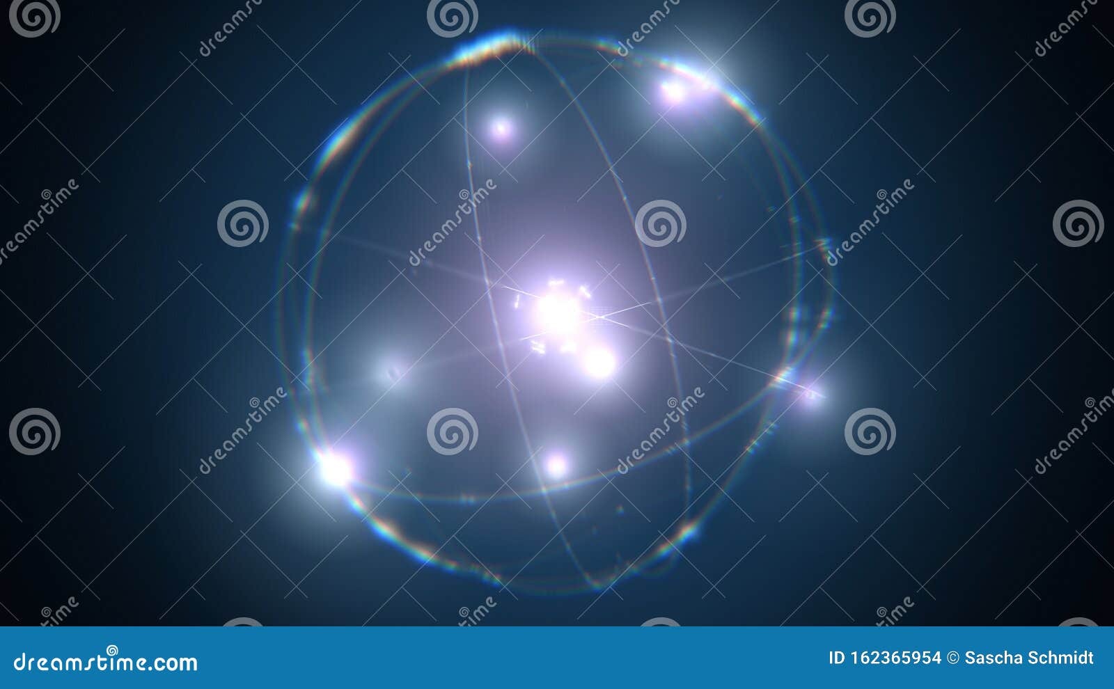 Animated Model of Atomic Nucleus and Electrons Blue Stock Illustration ...