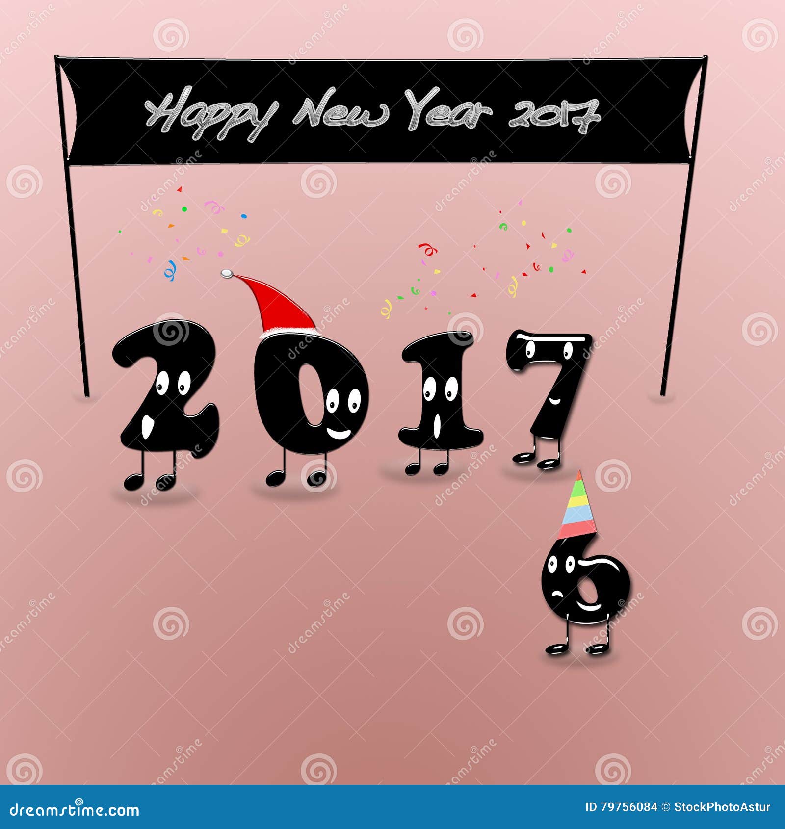 Animated Numerals of 2017 Year Congratulating with New Year. Stock ...