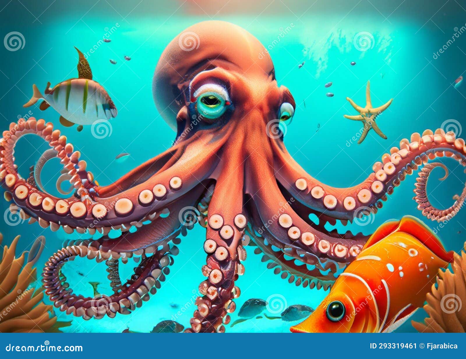 Animated octopus stock illustration. Illustration of pattern - 293319461