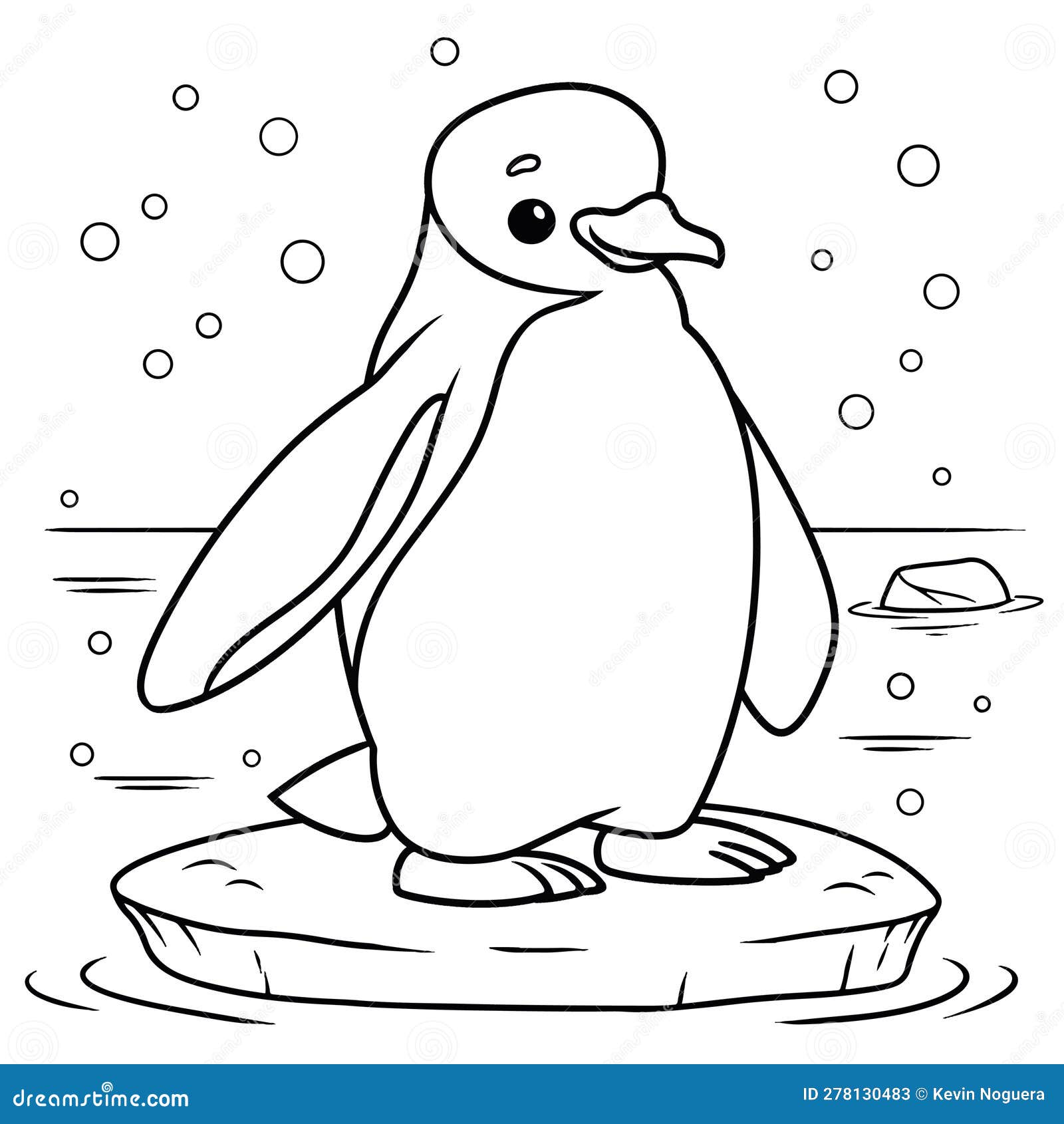 Animated Penguin Line Drawing for Coloring Stock Vector - Illustration ...
