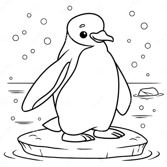 Animated Penguin Line Drawing for Coloring Stock Vector - Illustration ...