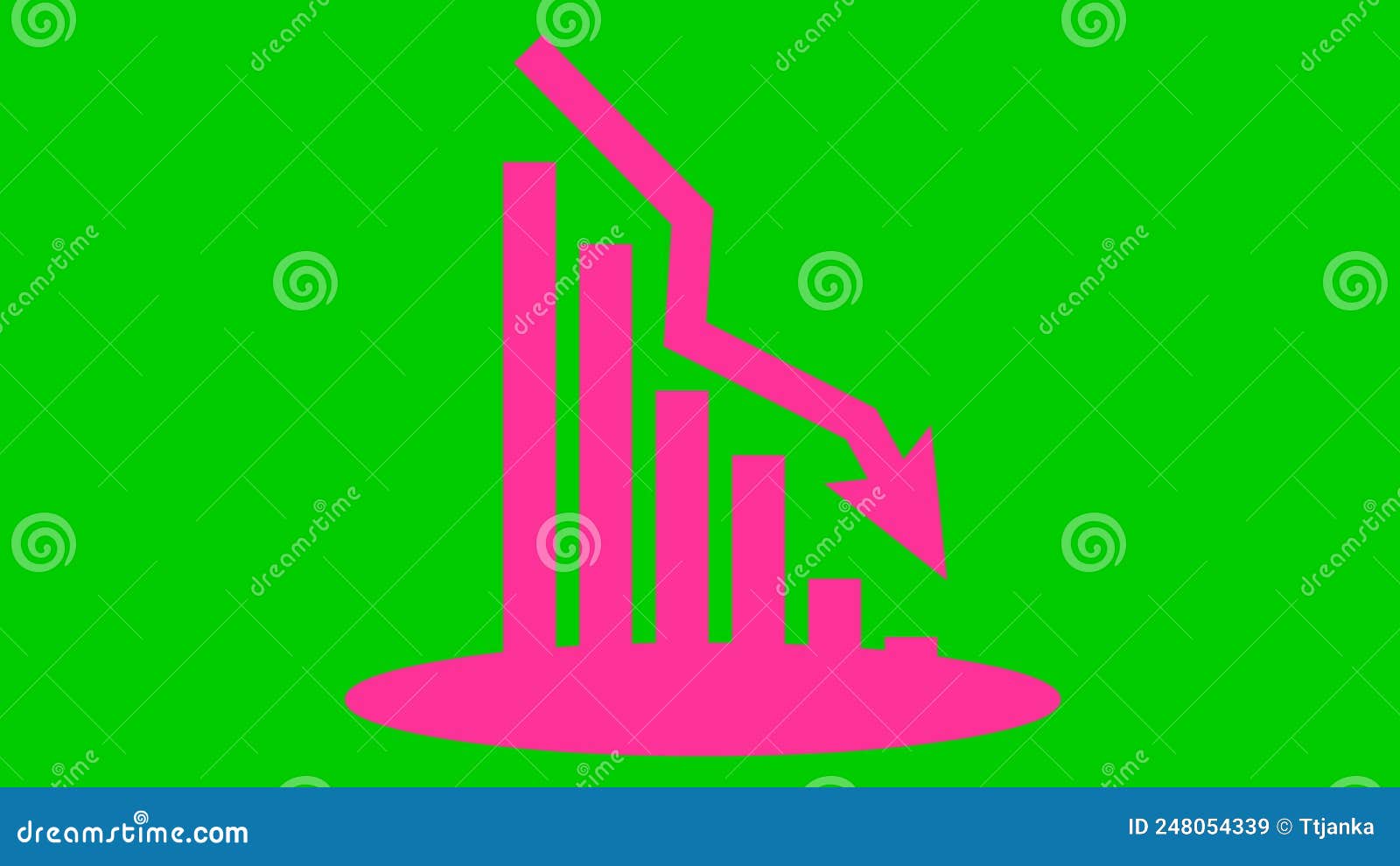 Animated Pink Chart of Financial Decline with a Trend Line Chart ...