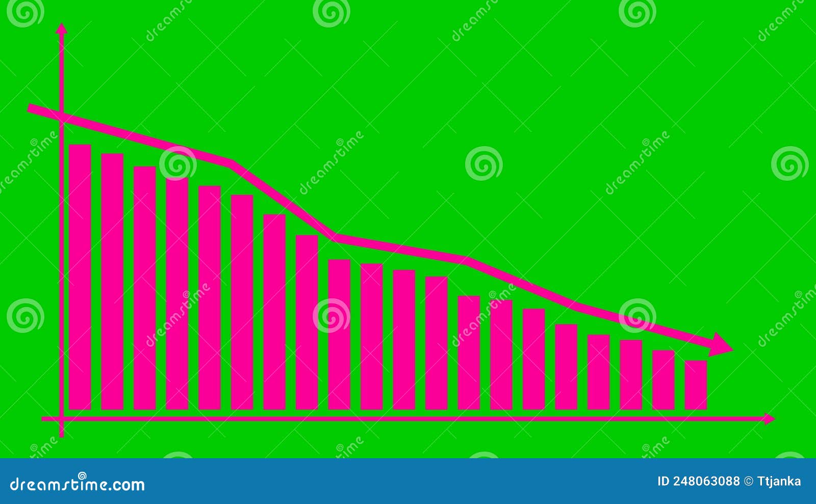 Animated Pink Chart of Financial Decline with a Trend Line Chart ...