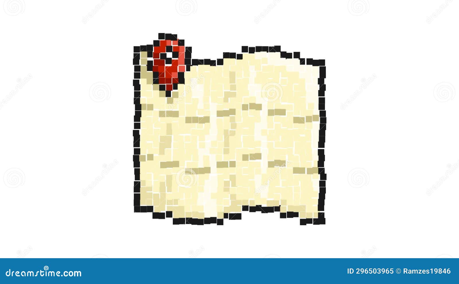 Animated Pixel Icon. Map with Checkpoint Mark. Navigation on Paper Map ...