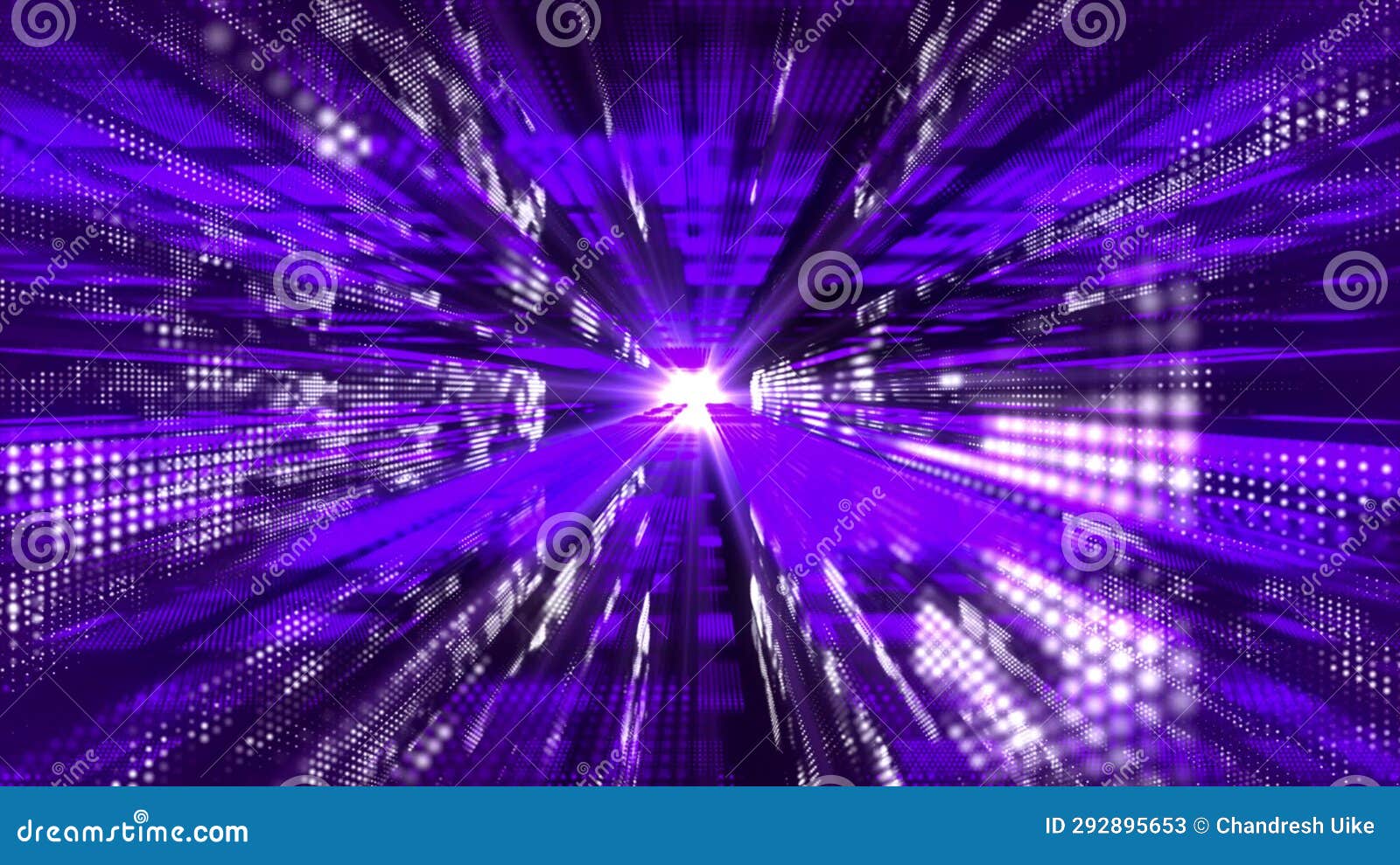 Purple Floating Particles in Digital Technologic 3d Cyberspace with ...