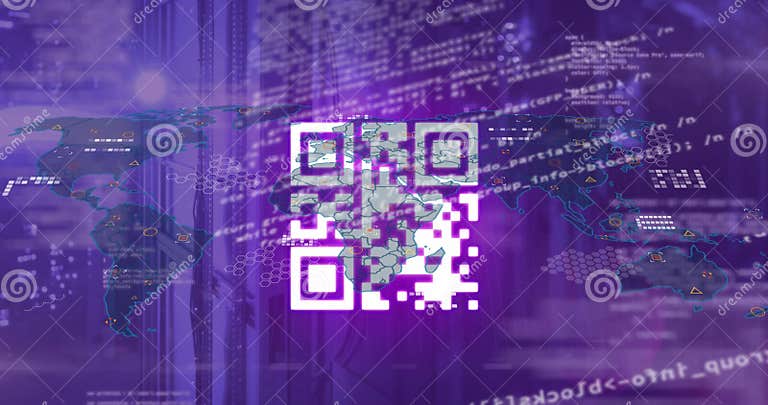 Animated Qr Code Over Digital Interface Stock Illustration ...
