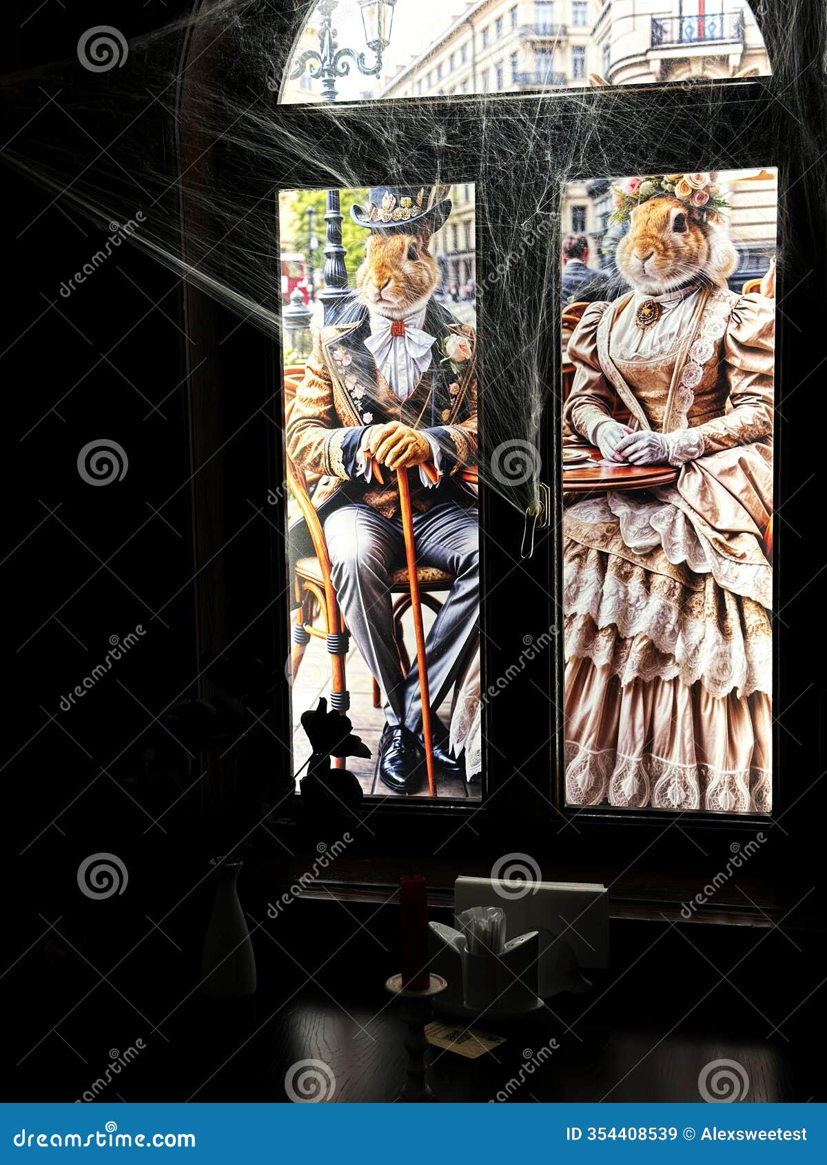 Animated Rabbits Look Out the Window Behind the Web Editorial Stock ...