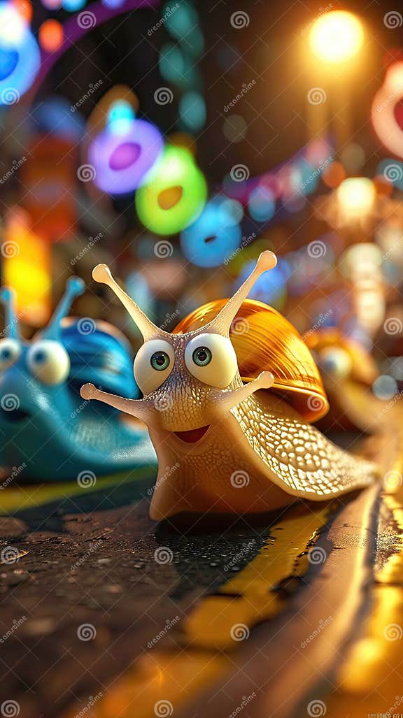 Animated Race Scene Snail in the Background Stock Illustration - Illustration of champion ...