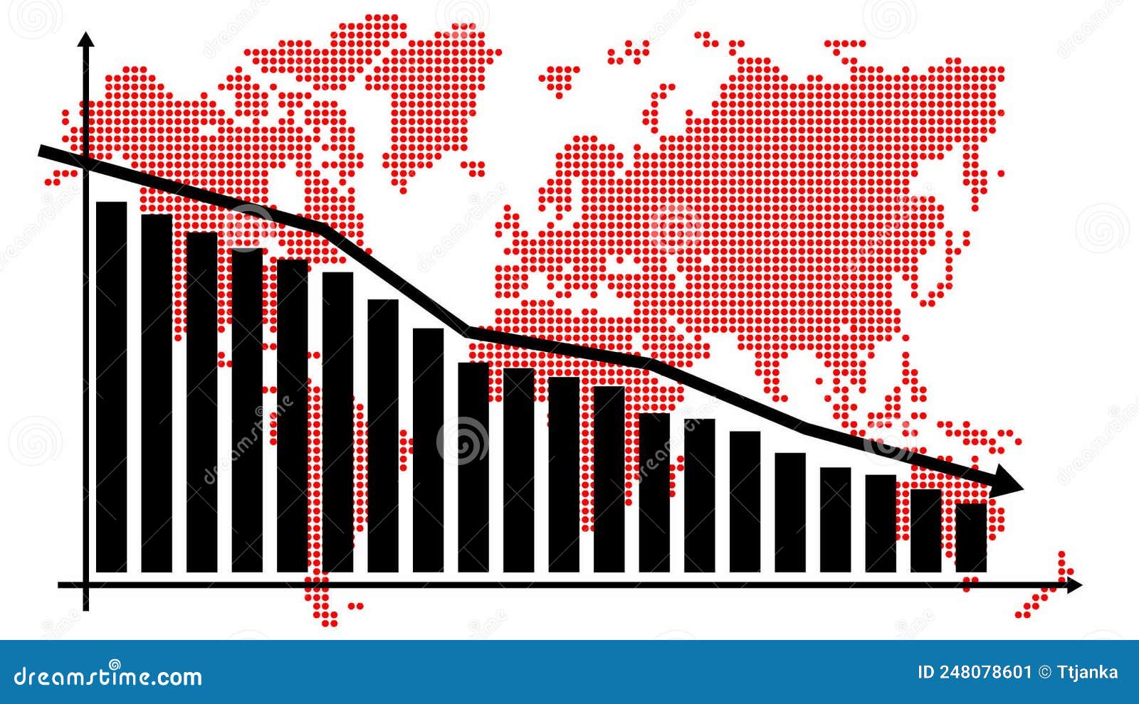 Animated Red Chart of Financial Decline with a Trend Line Chart ...