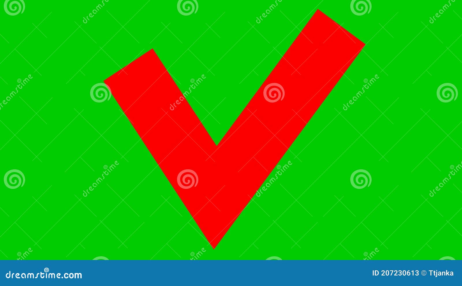 Animated Red Check Mark Appears Isolated on Green Background. Stock ...