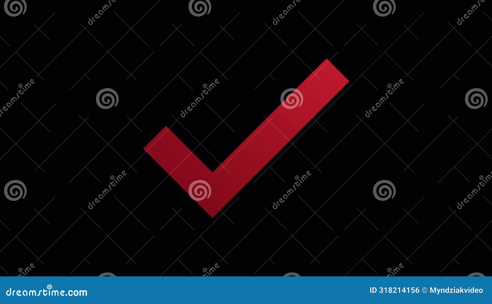 Animated Red Icon of Check Mark. Red Simple Line Check Mark on Black ...