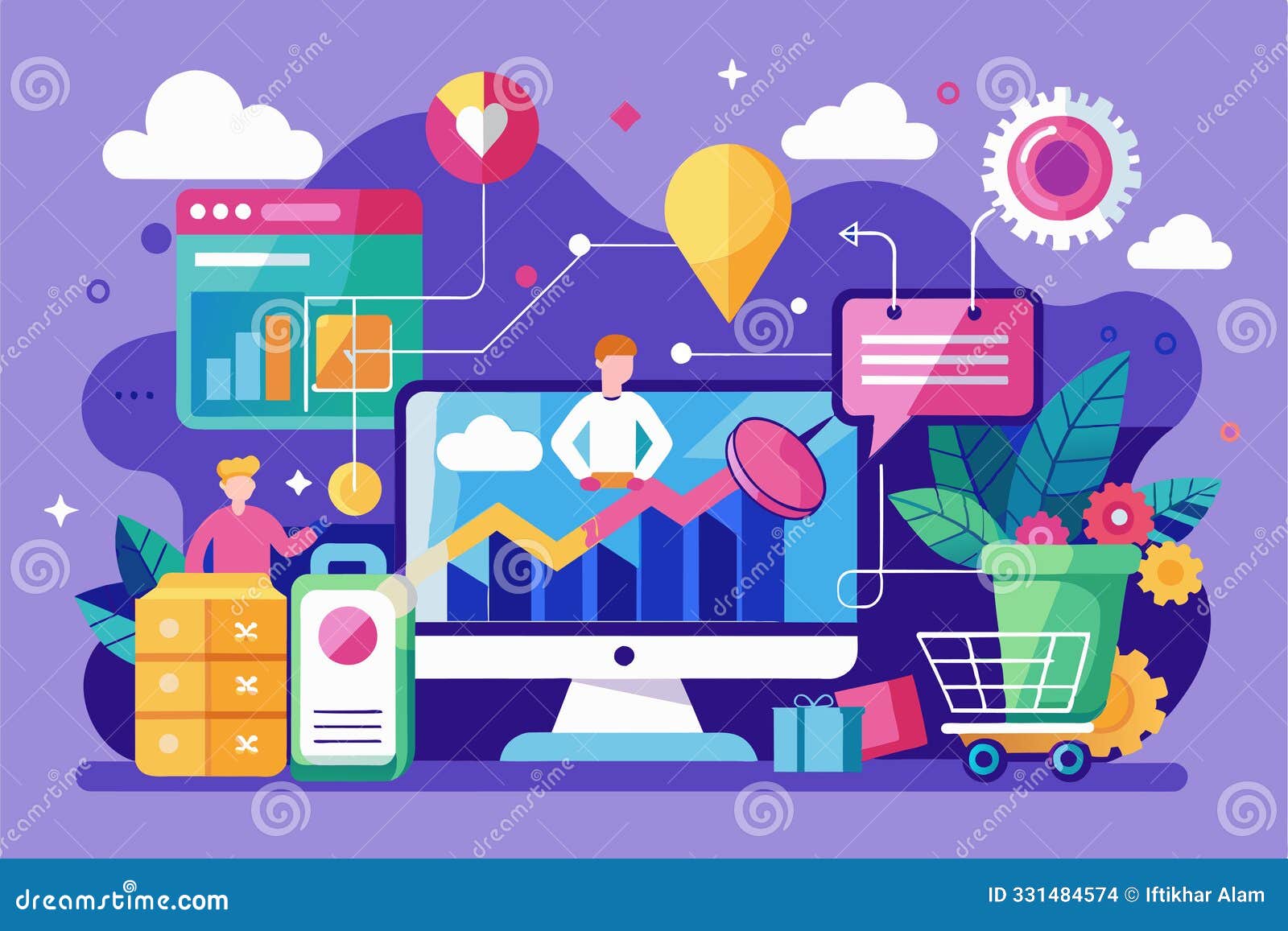 An Animated Representation of an Ecommerce Campaign Shows Characters ...