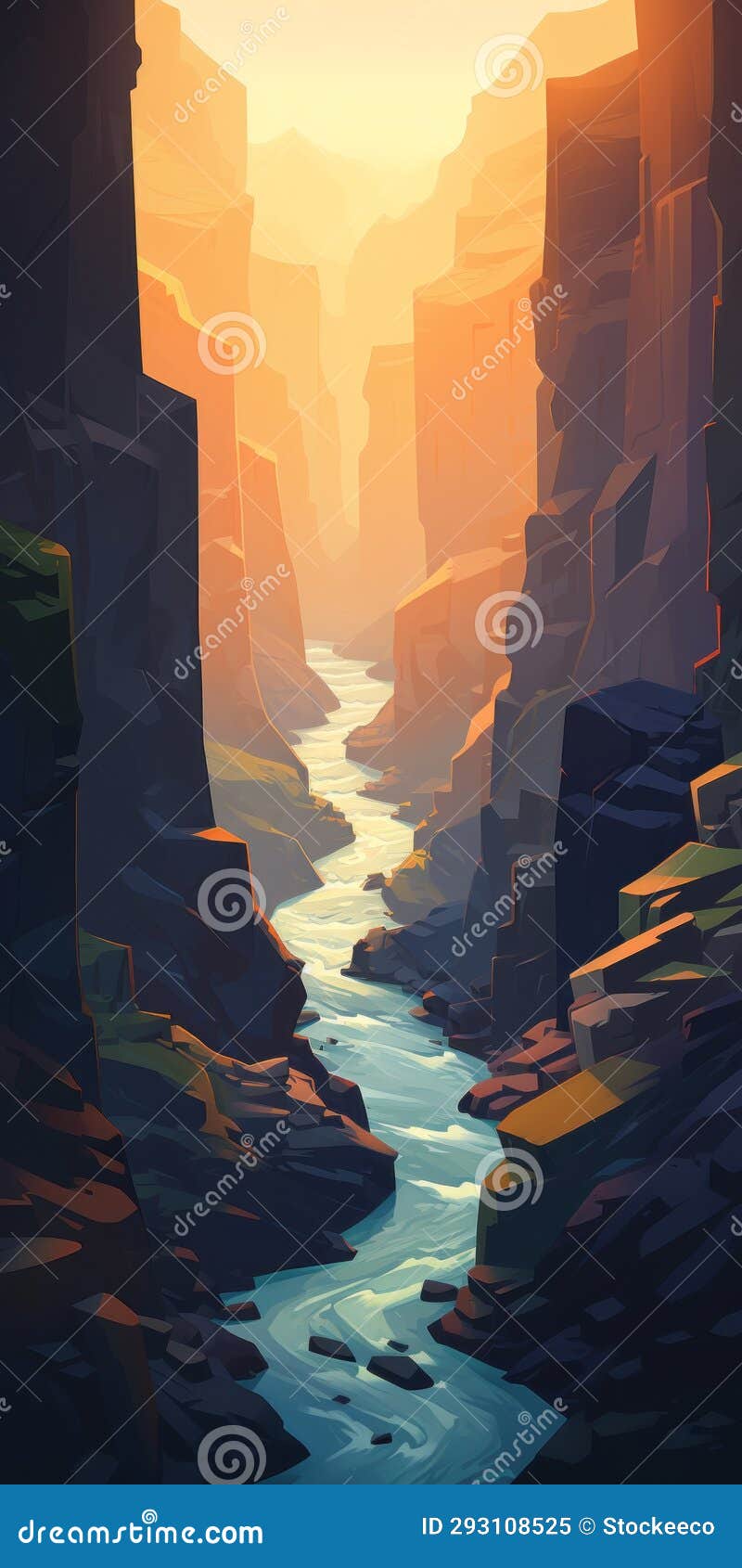 Animated River Crossing Over Canyon: a Subtle Gradient Masterpiece ...