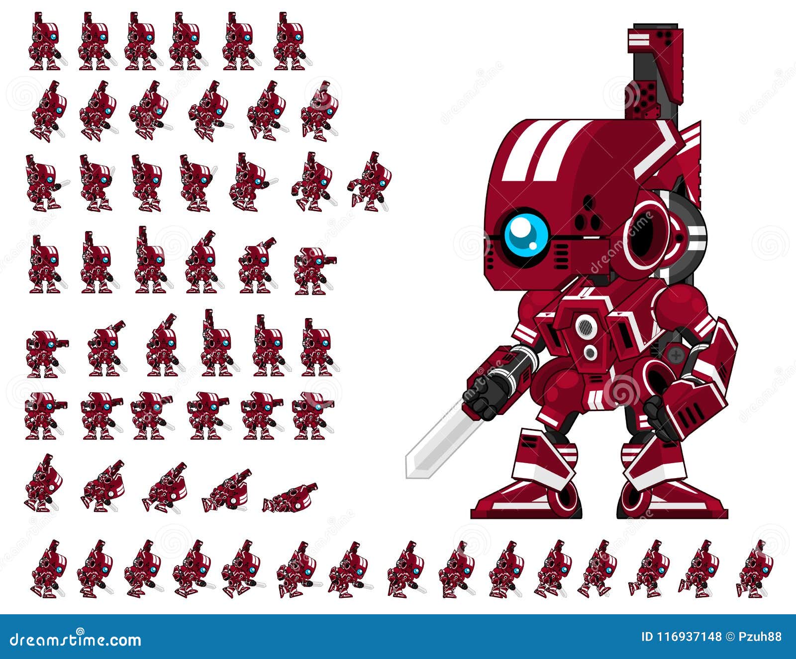 Animated Robot Character Sprites Cartoon Vector