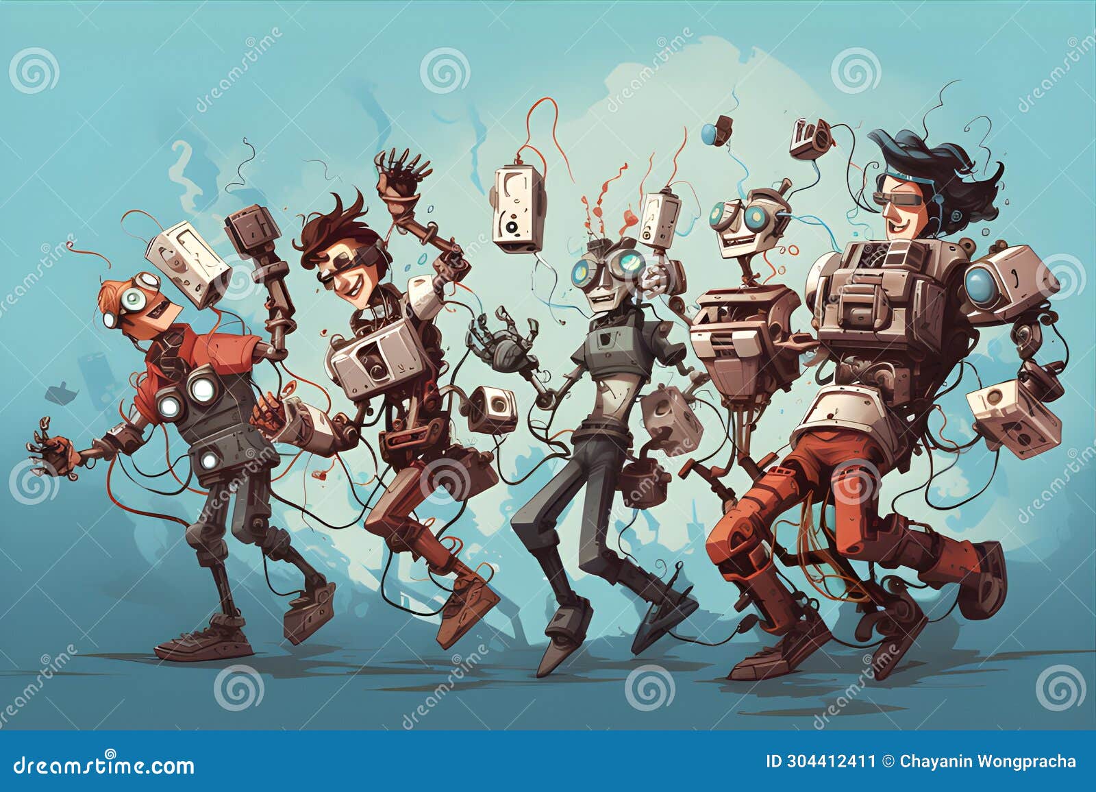 Animated Robotic Arms With Personalities Engaged In A Synchronized ...