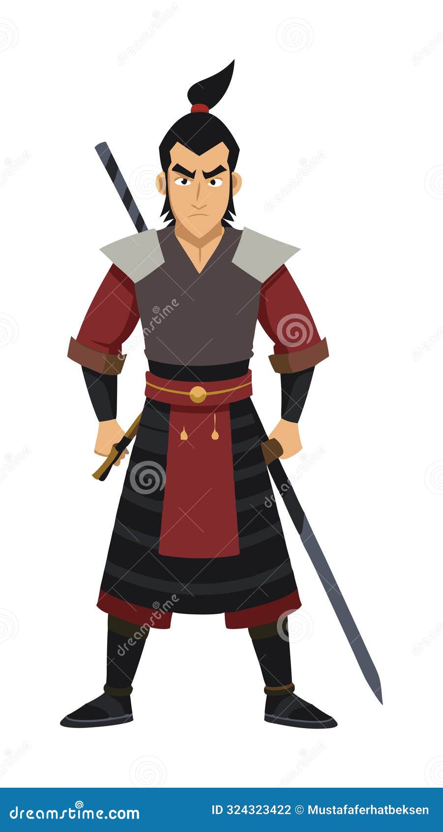 Animated Samurai Character with Sword in Confident Stance Stock ...