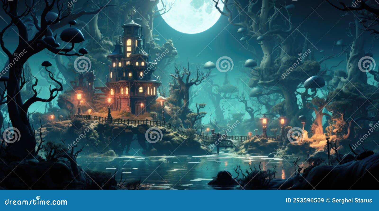 An Animated Scene of a Castle in the Forest, AI Stock Illustration ...