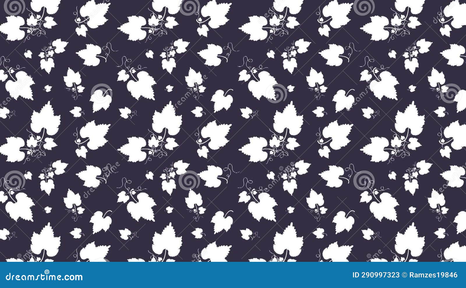 Animated Seamless Pattern with White Leaves and Tendrils. Design ...