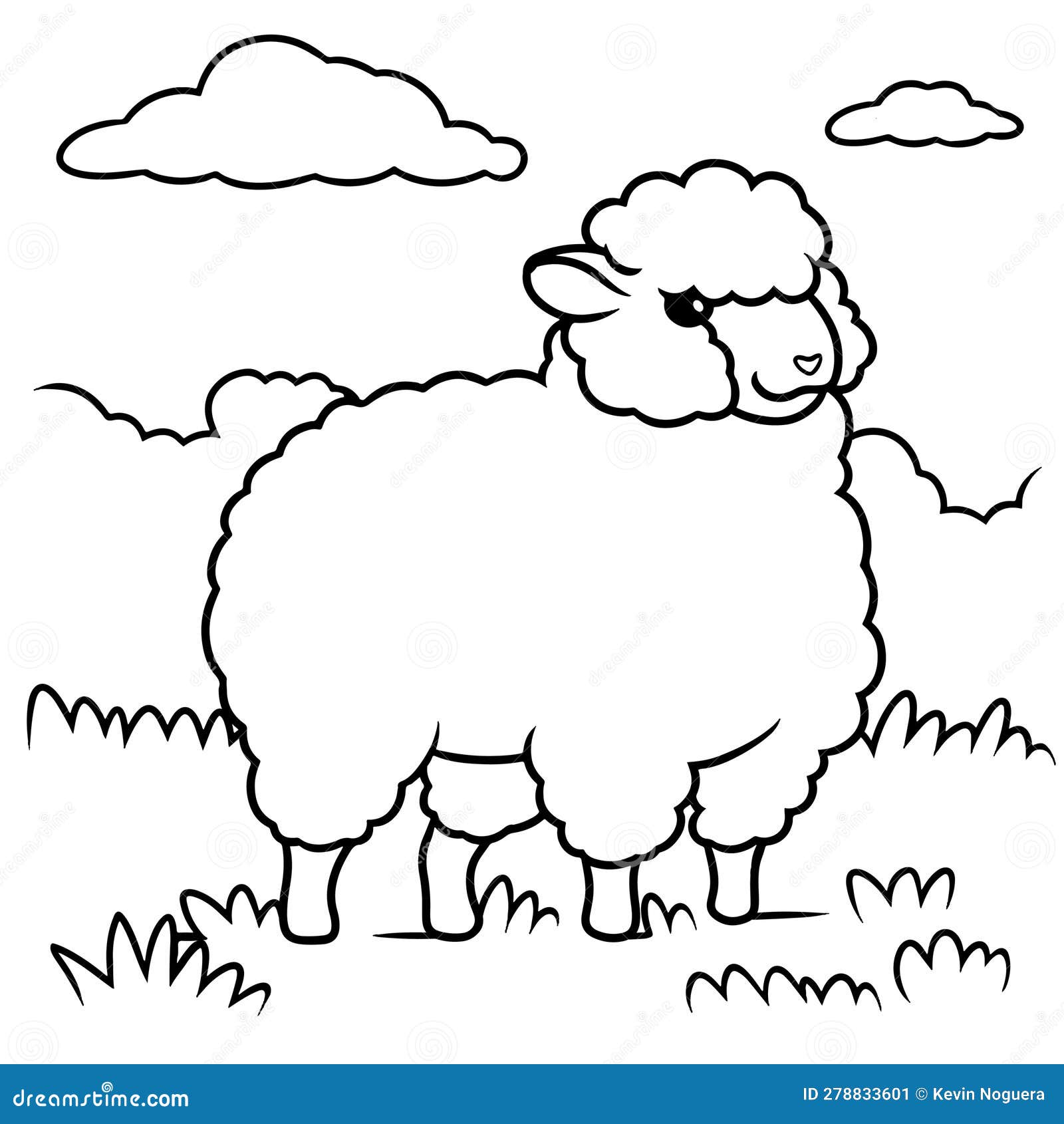 Sheep Cartoon Coloring Page Vector Stock Vector - Illustration of ...