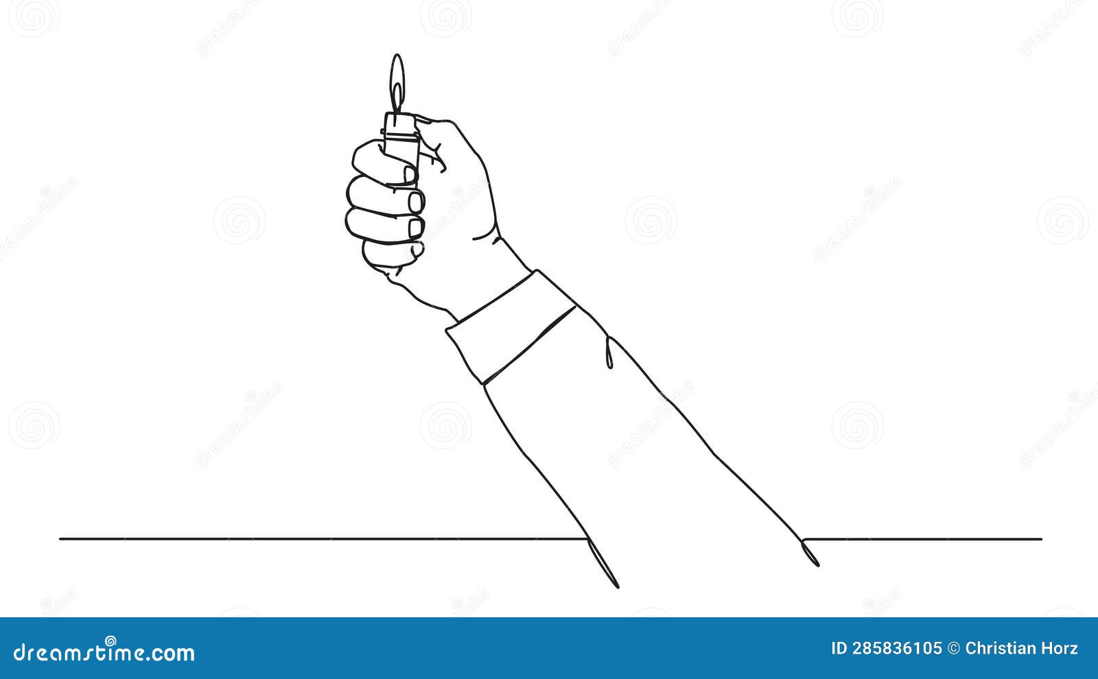 Animated Single Line Drawing of Hand Holding Ignited Lighter Stock ...