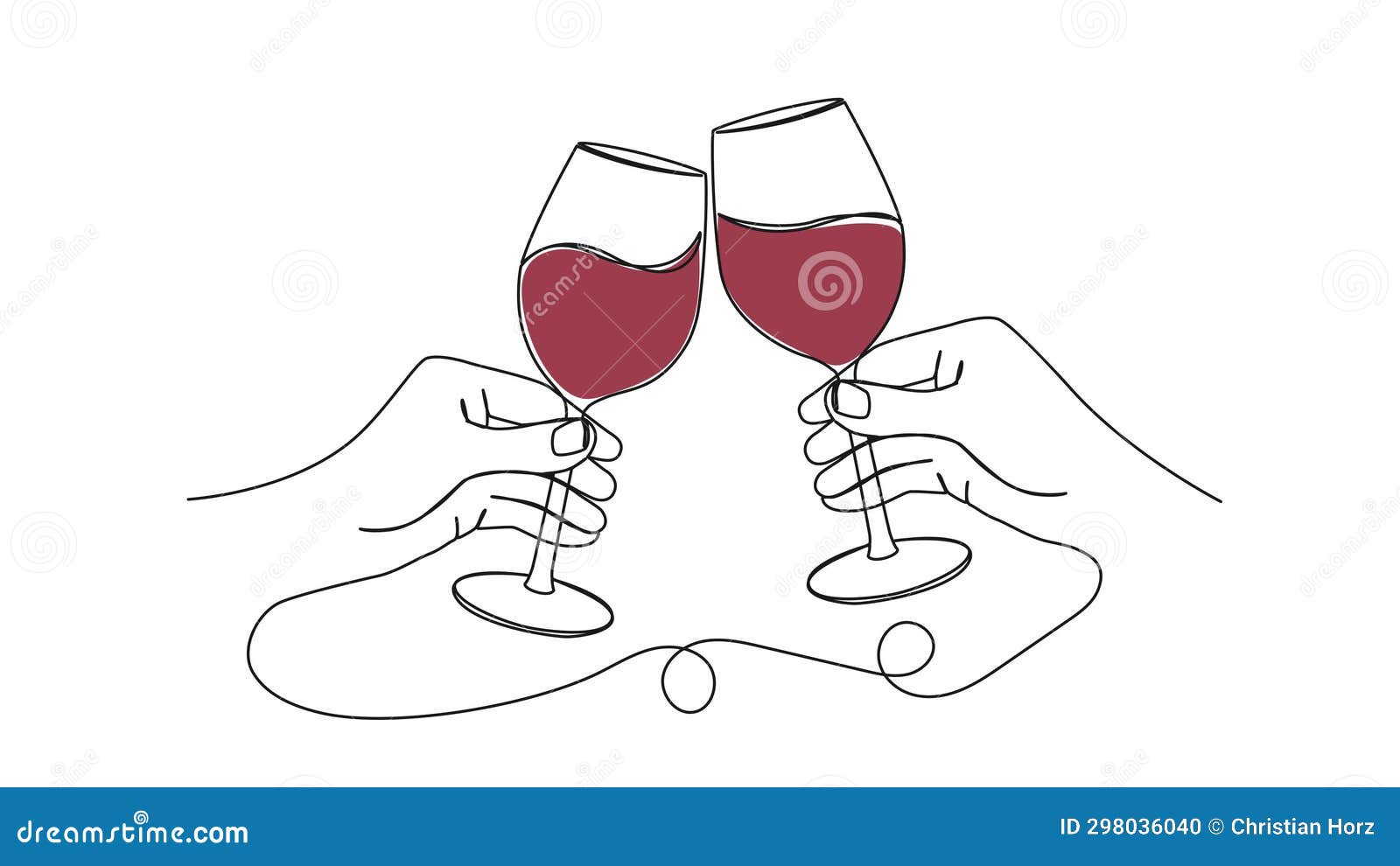 Animated Single Line Drawing of Hands Clinking Glasses with Red Wine ...