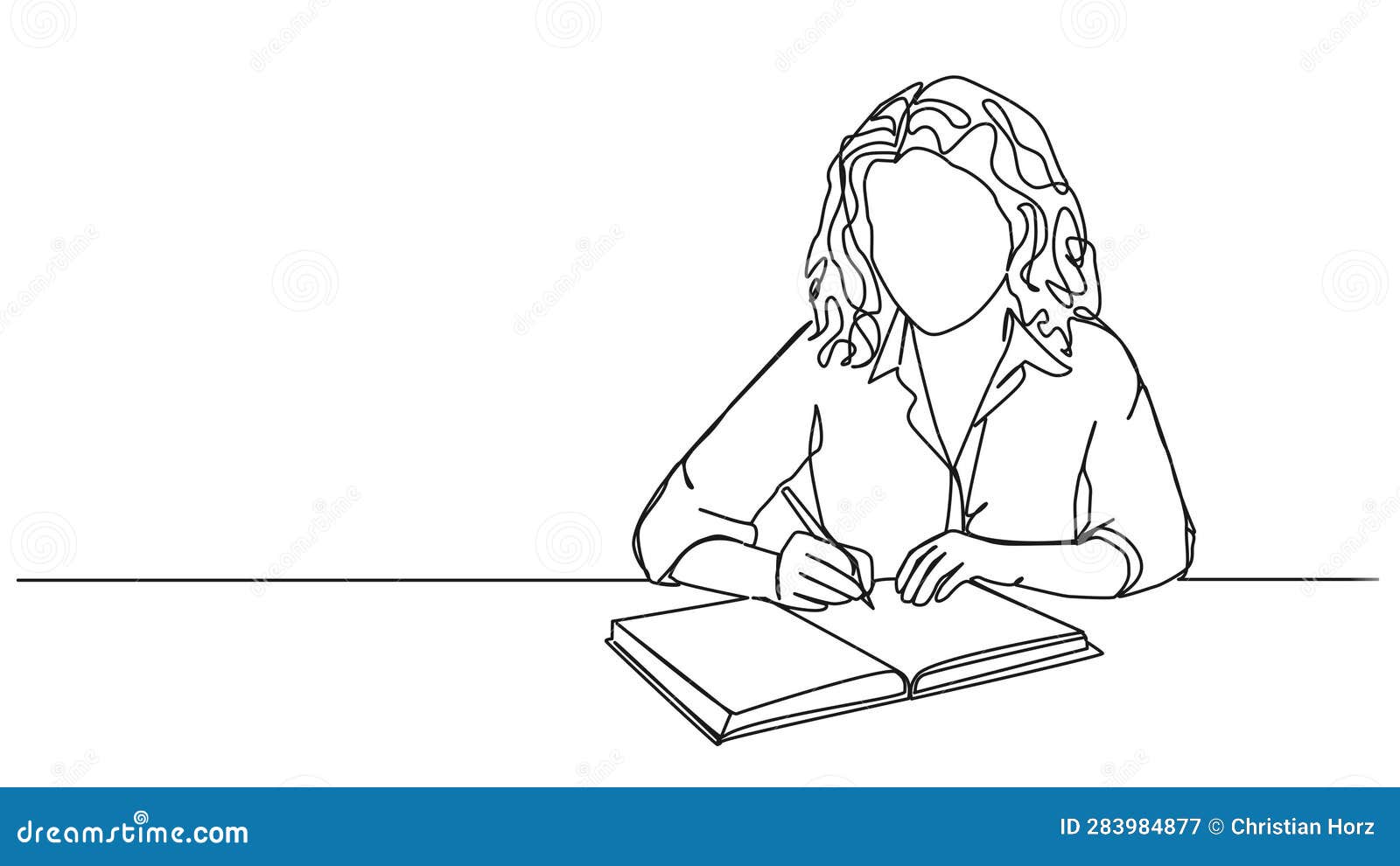Animated Single Line Drawing of Woman Taking Notes in Journal Stock ...