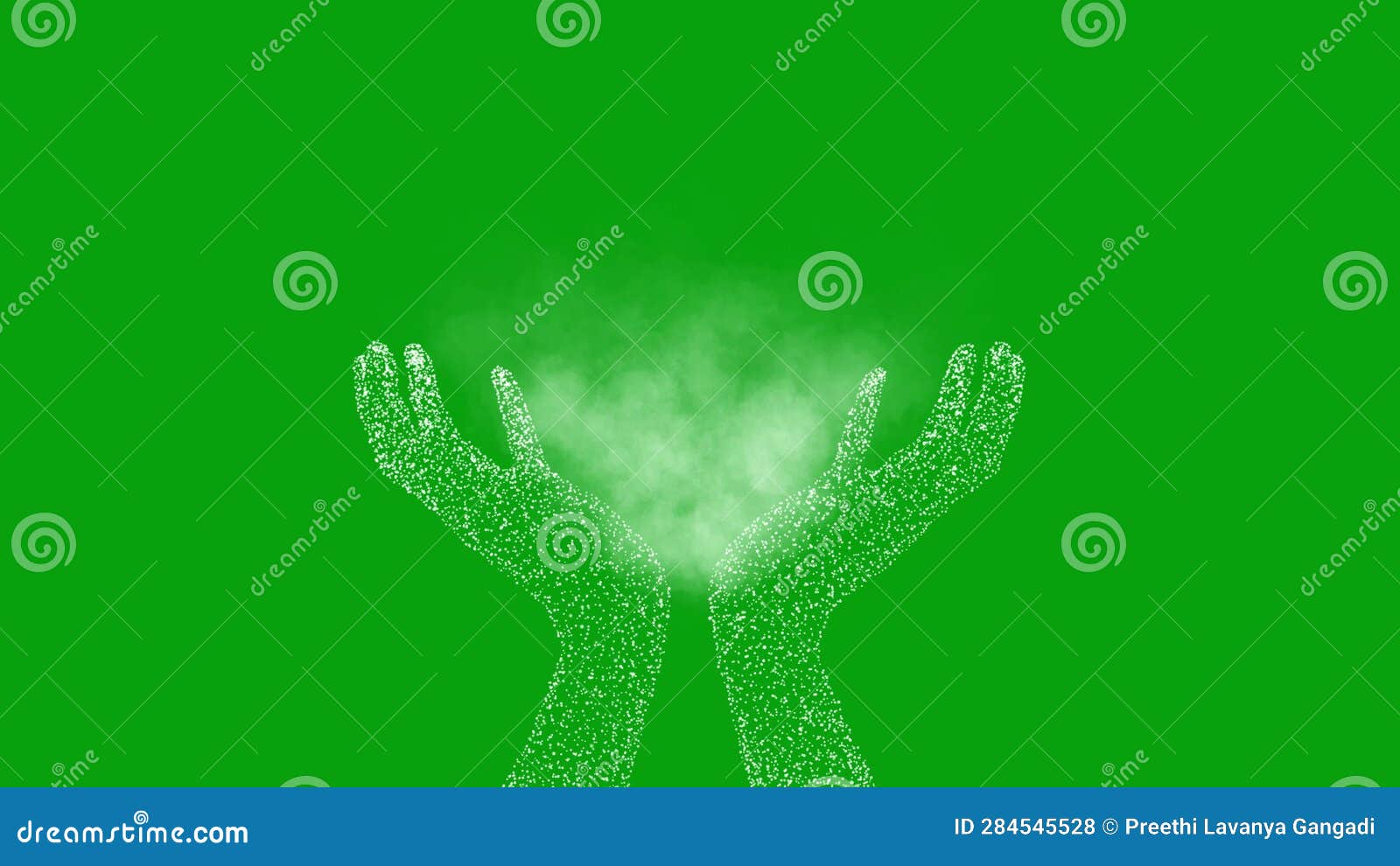 Animated Smoke Generation Effect from Hands on Green Backdrop Stock ...