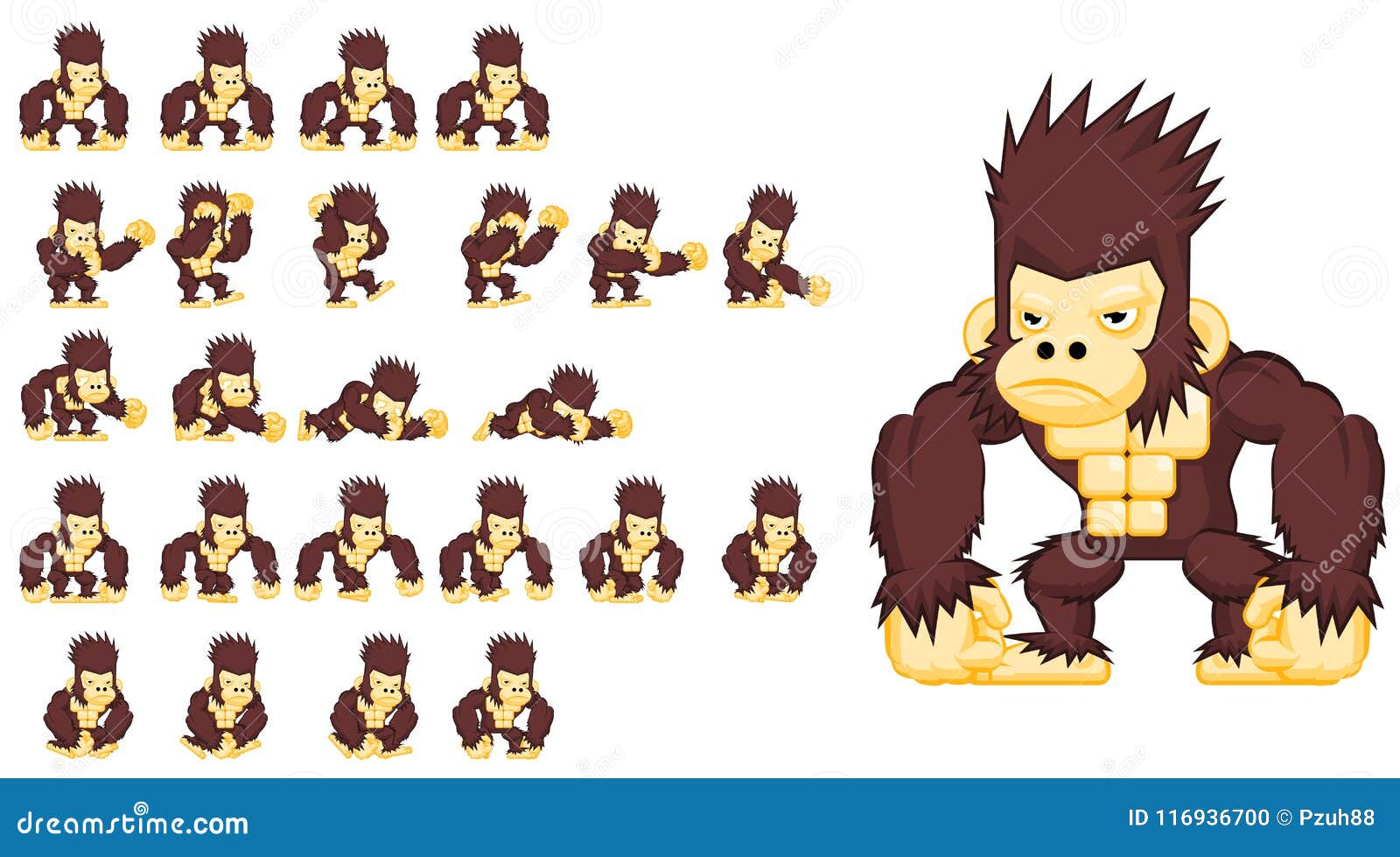 Animated Giant Ape Character Sprites Vector Illustration ... Animated Giant Ape Character Sprites Vector Illustration ...