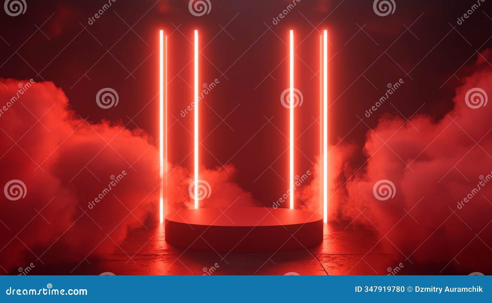 Animated Stage with Three Shining Panels and a Circular Platform. Stock ...