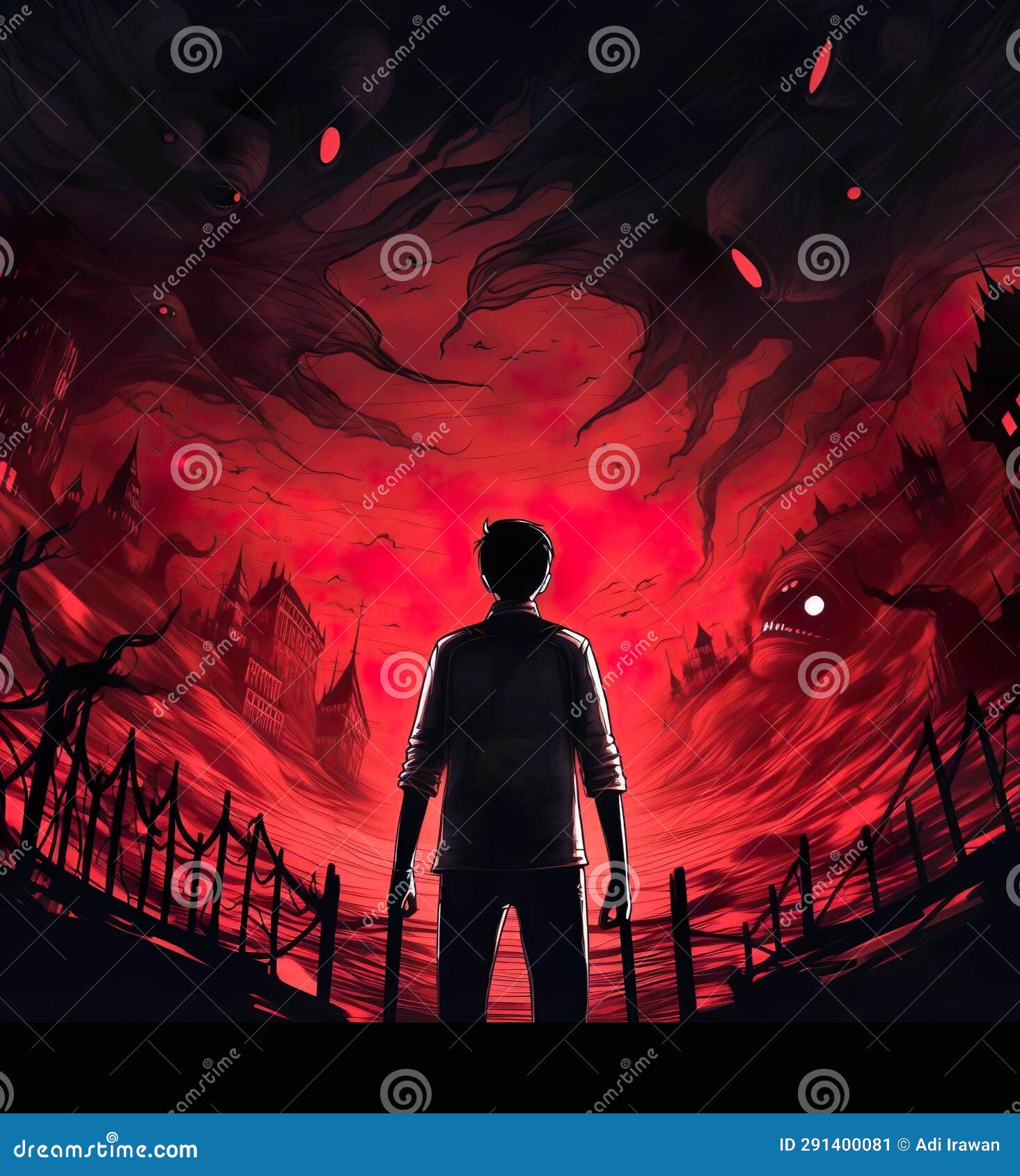 Animated of Standing Man with Red Light Stock Illustration ...