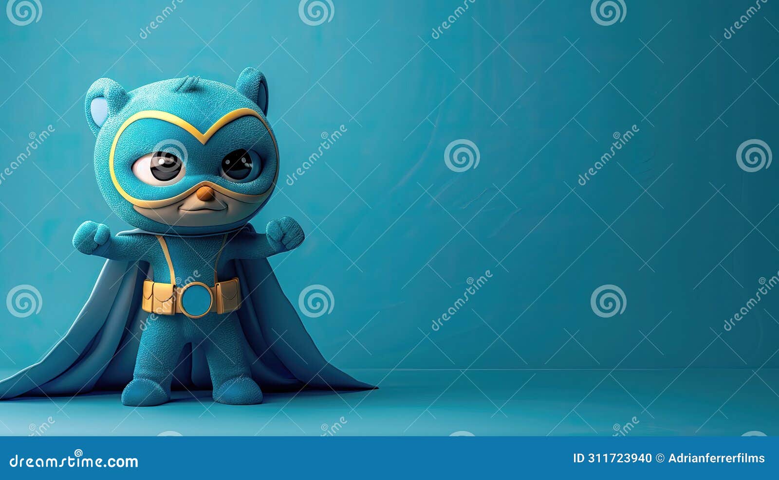 Animated Superhero Character in Blue Costume and Mask. Stock ...