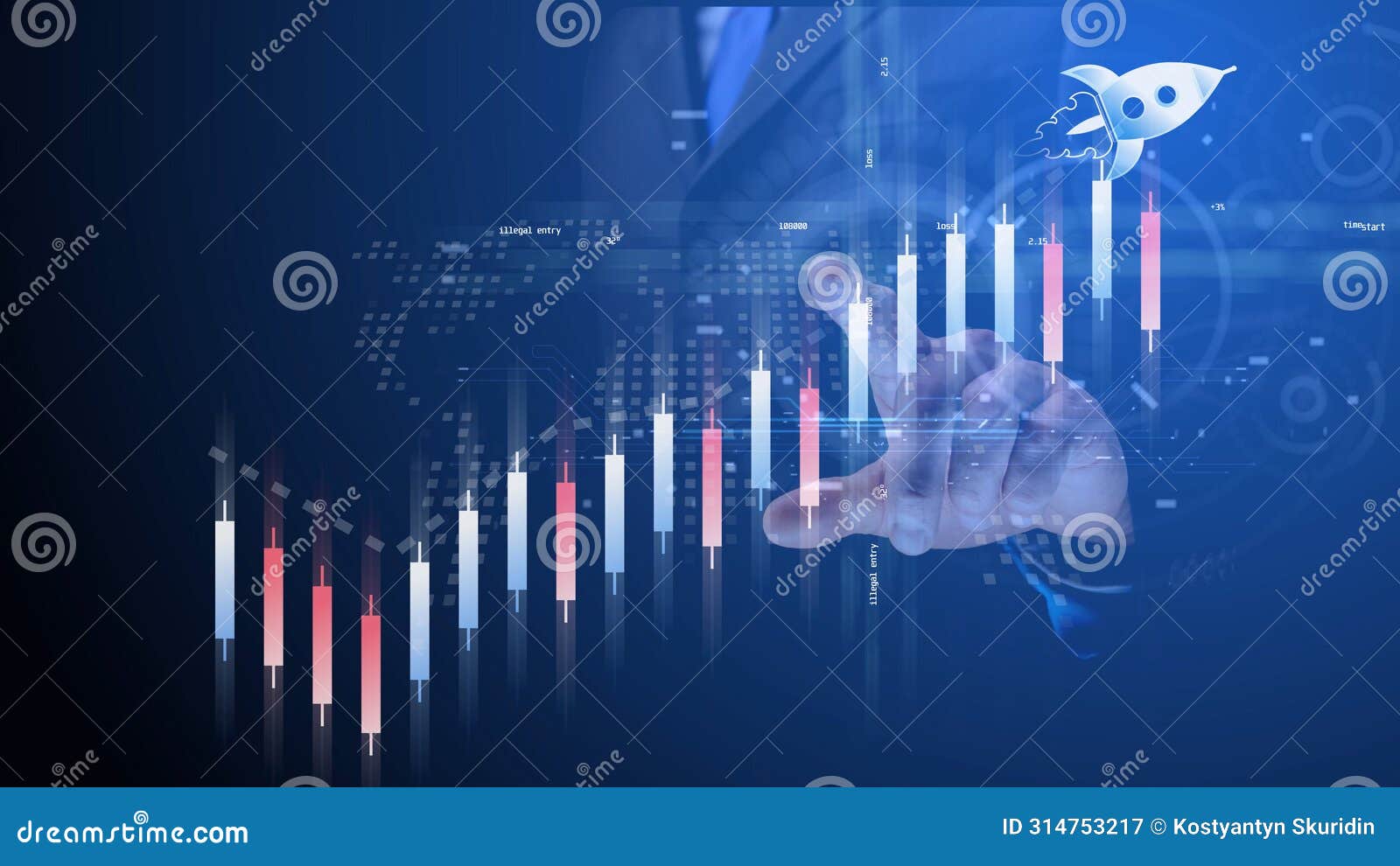 An Animated Symbol of a Flying Rocket, Indicated by a Point of Light on ...