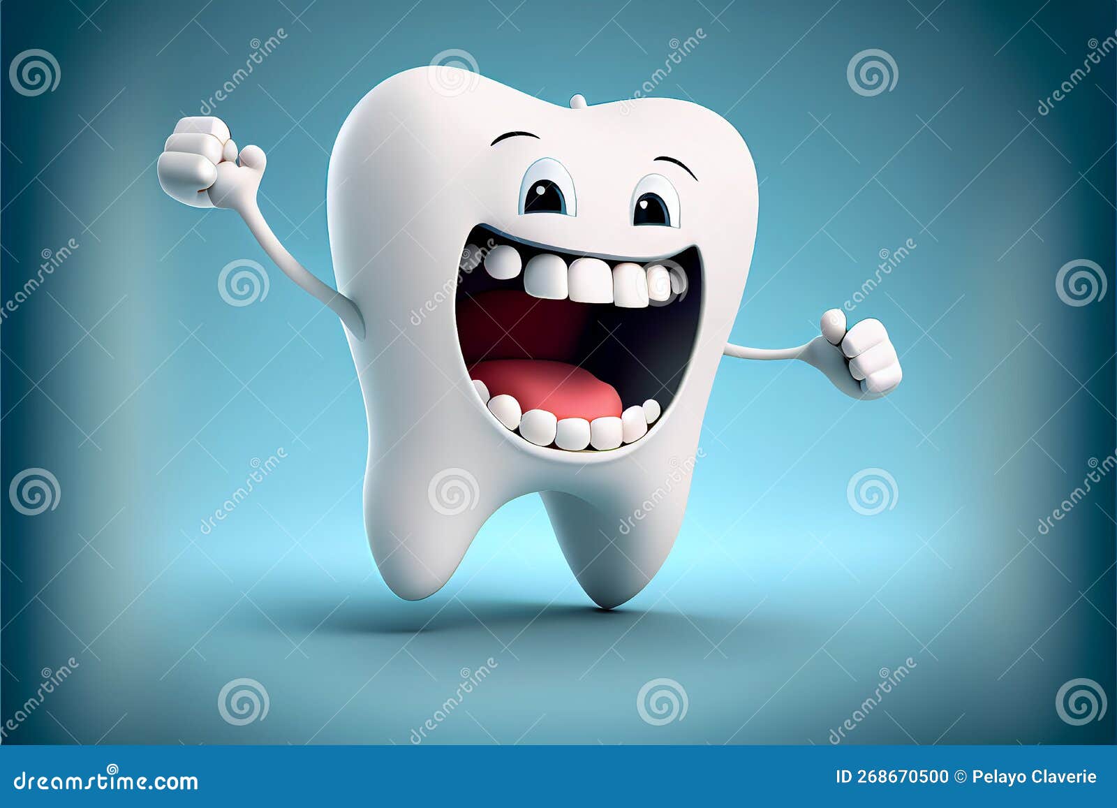 Animated Tooth on a Blue Background. Ai Generated Stock Photo - Image ...
