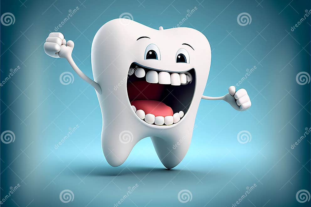 Animated Tooth on a Blue Background. Ai Generated Stock Photo - Image ...
