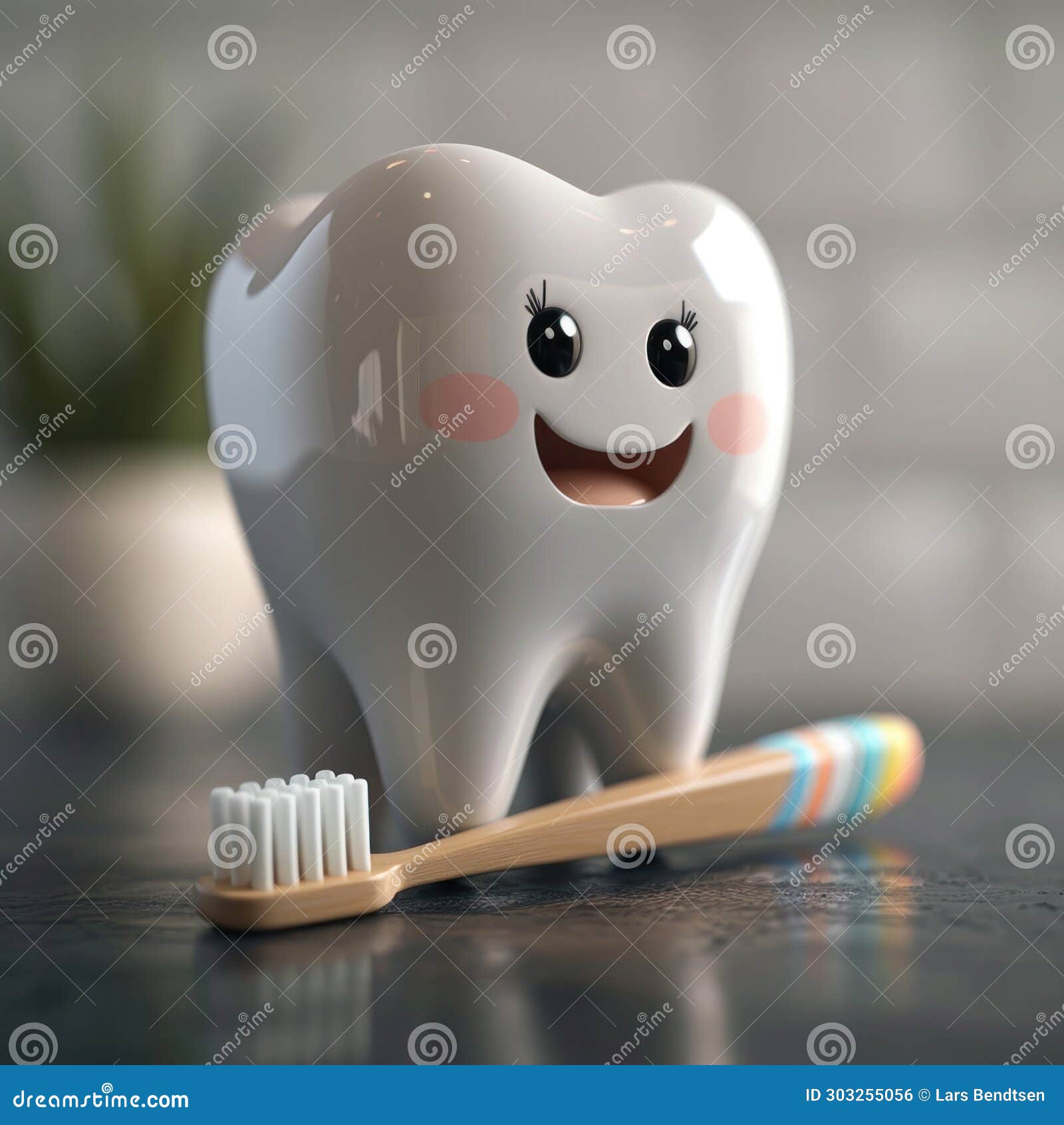 Animated Tooth Character with Toothbrush - AI Generated Stock ...