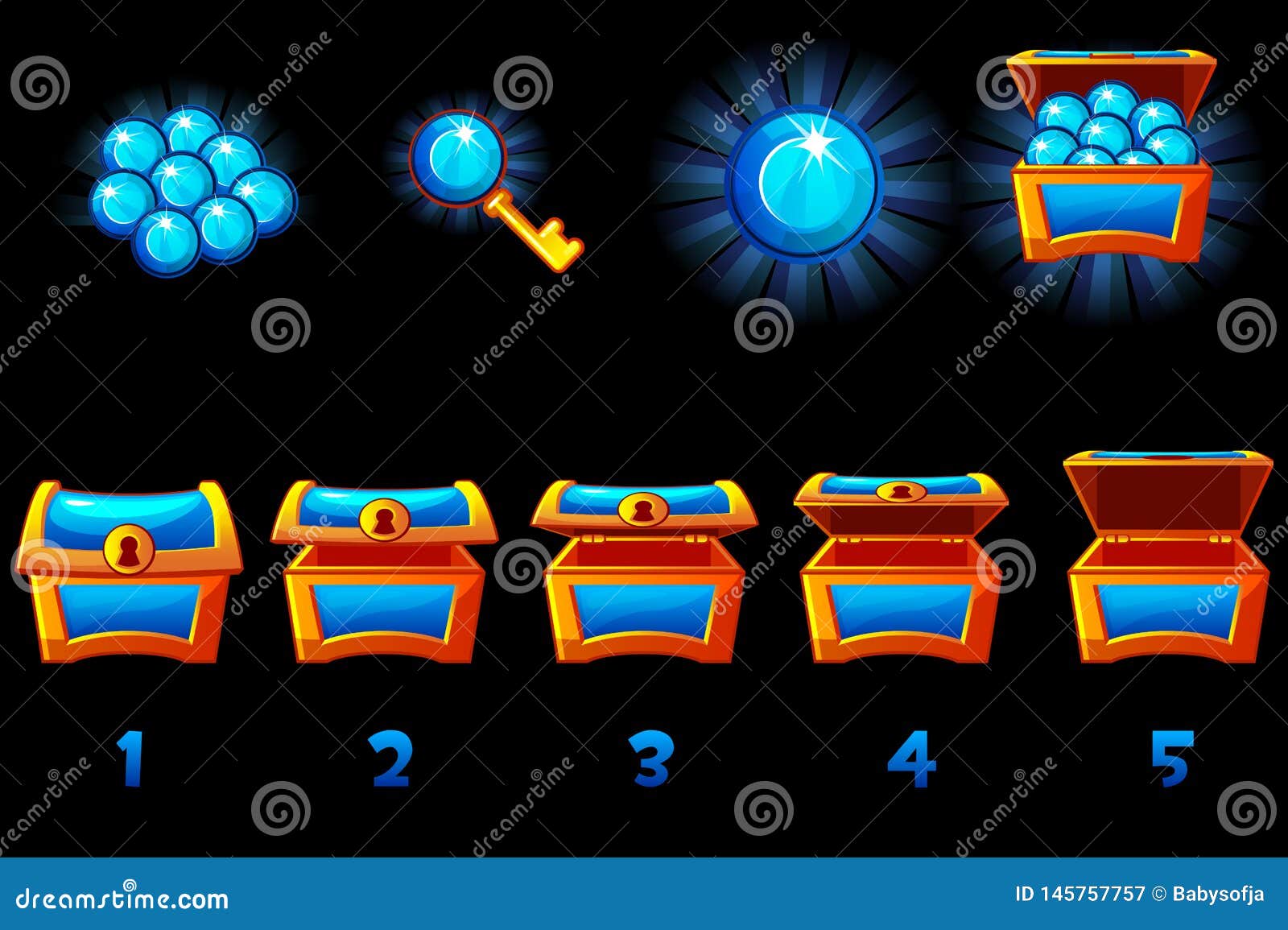 Animated Treasure Chest With Green Precious Gem. Step By Step, Full And ...