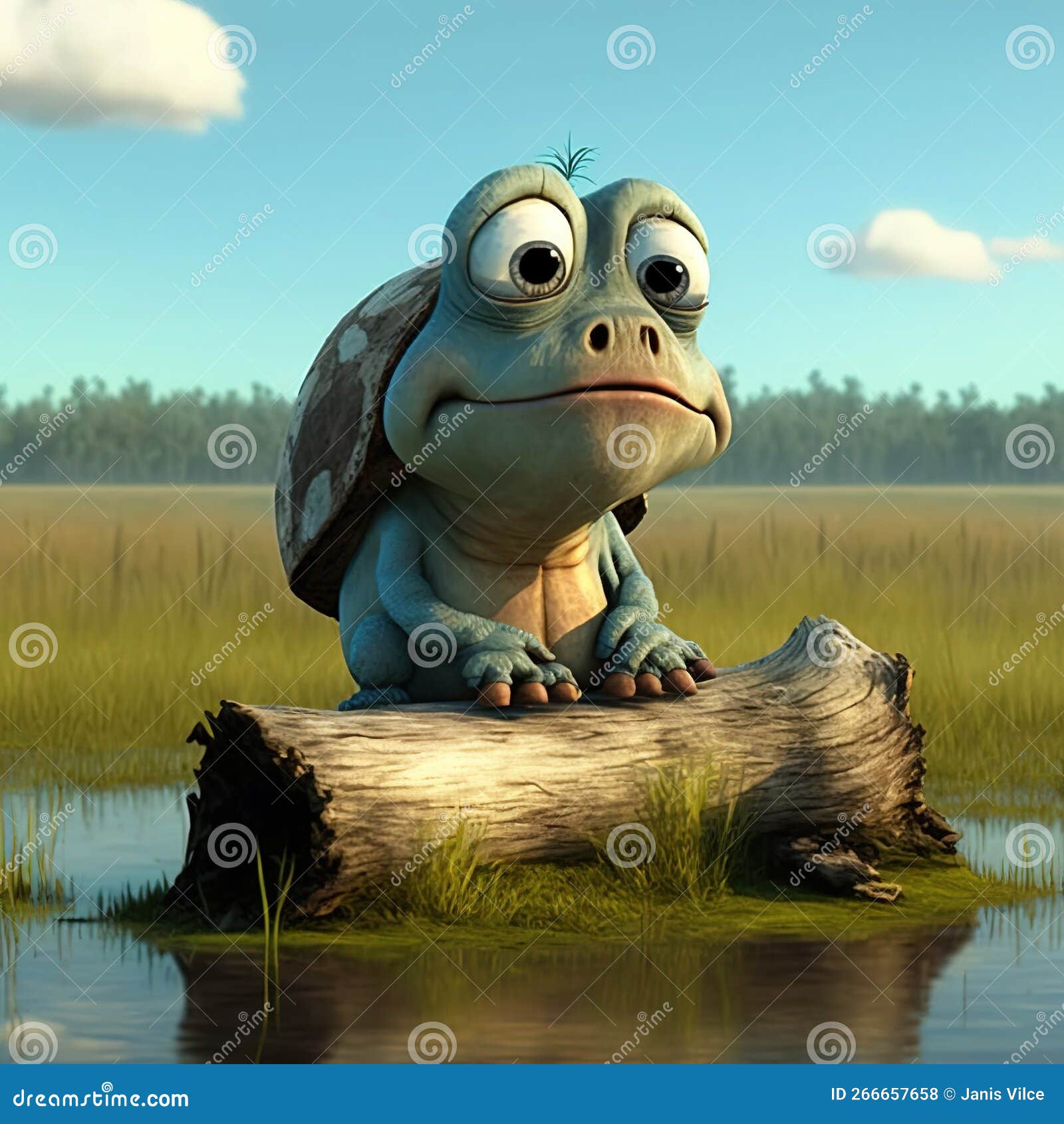 Turtle Sitting On Log Stock Illustration Illustration Of Statue
