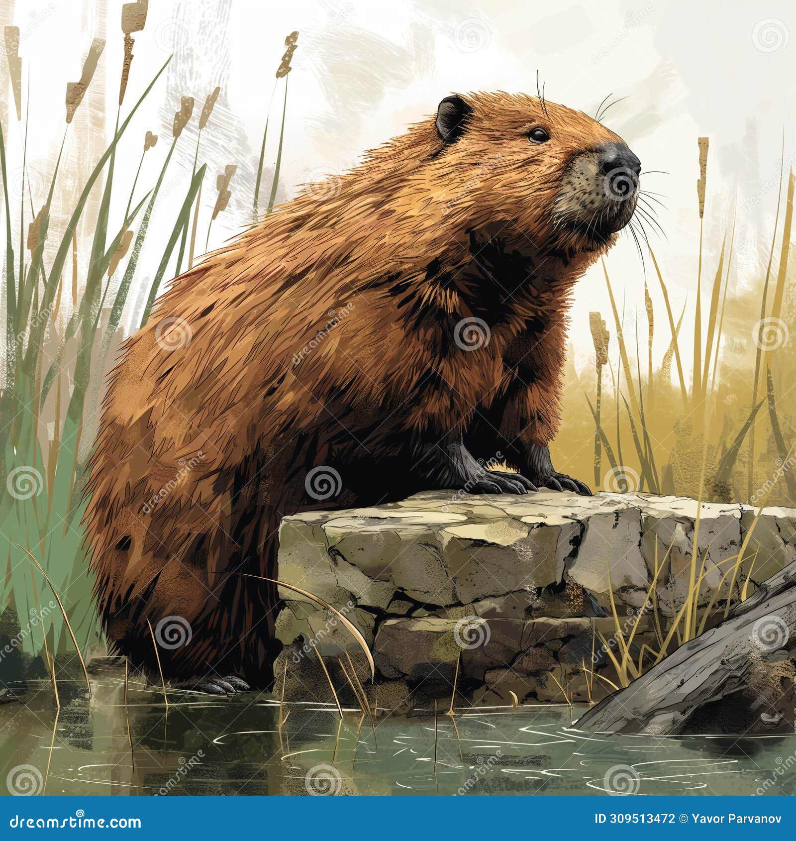 Model of an Industrious Beaver Building a Dam, AI Generated Stock ...